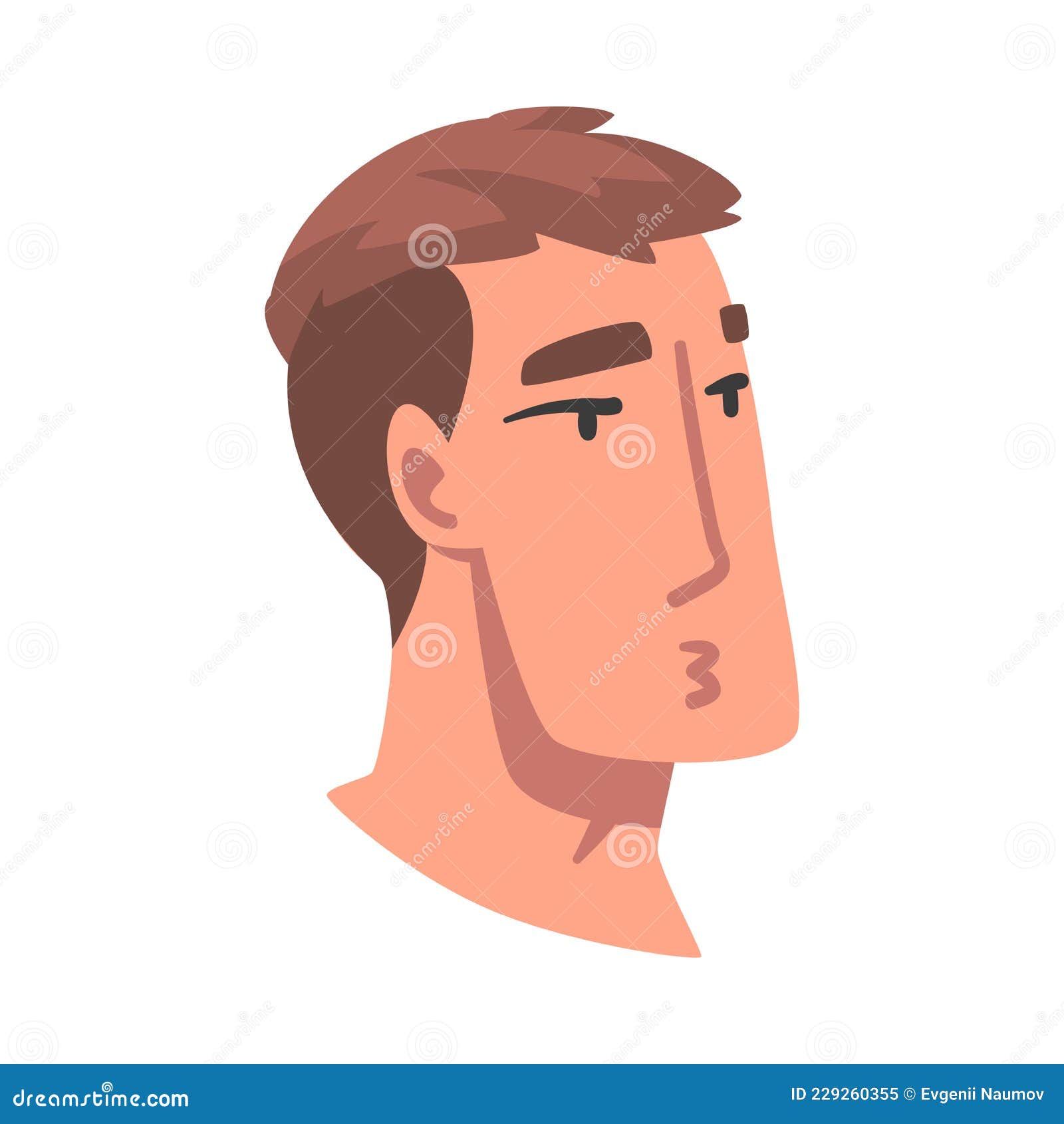 Man Head with Facial Expression Side View Vector Illustration Stock ...