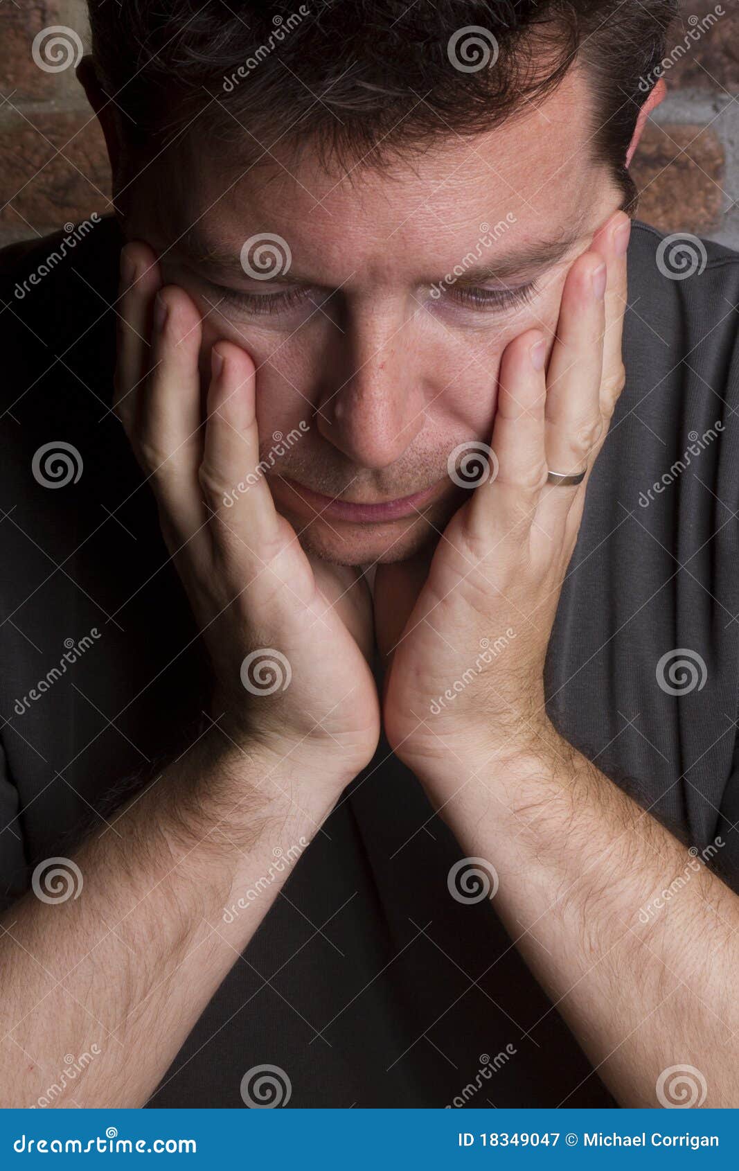 Man with head in hands stock image. Image of emotions - 18349047