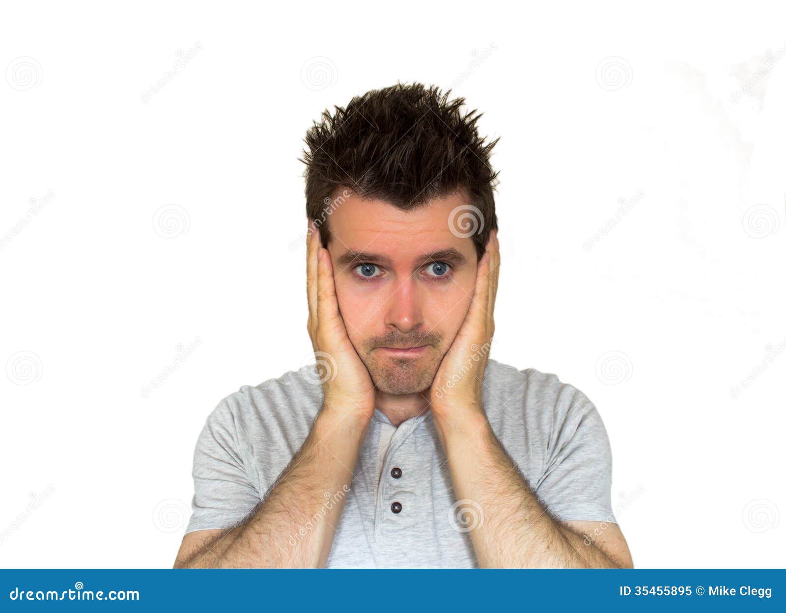 Man with head in hands stock image. Image of happy, white - 35455895