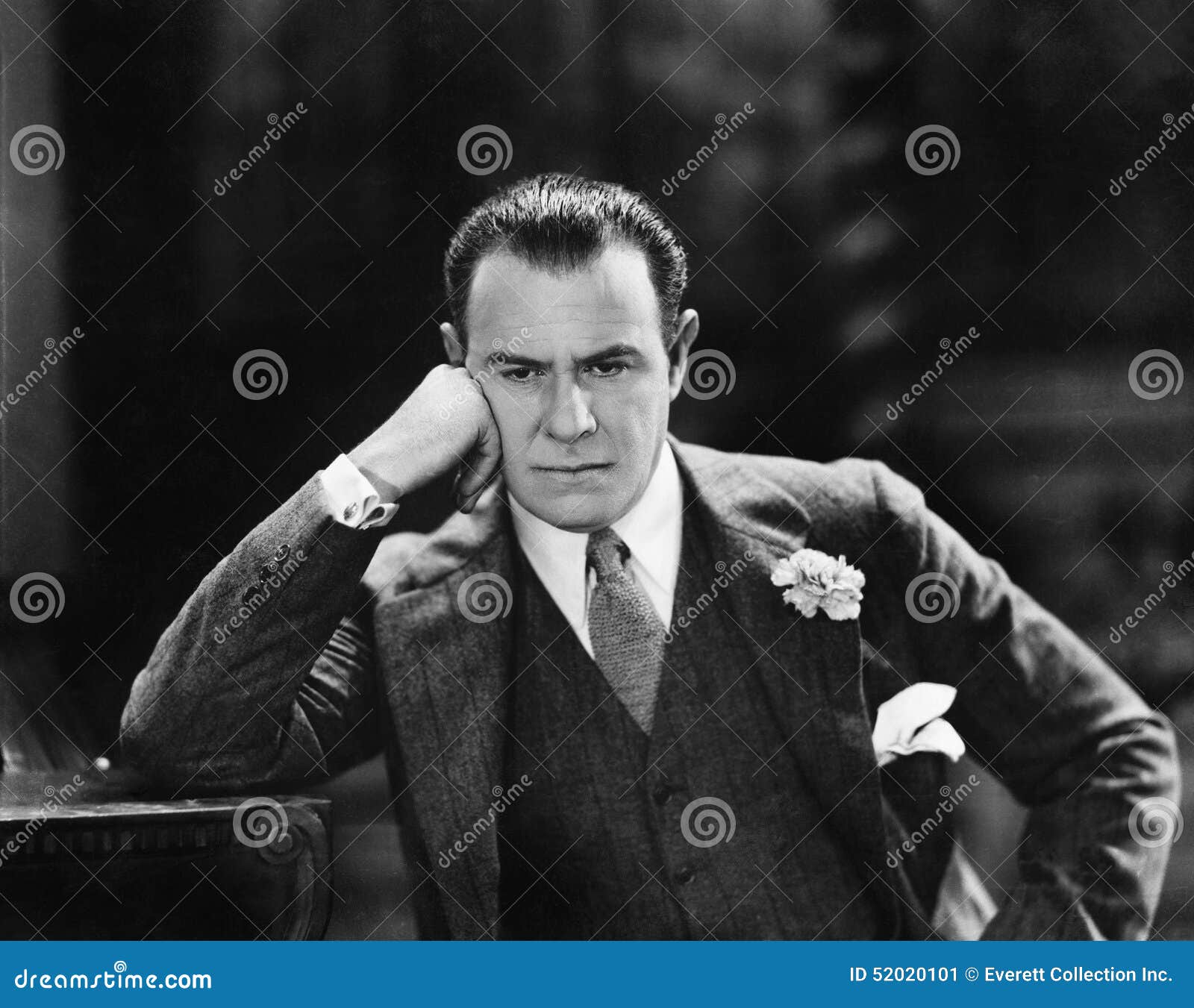 Man with Head Leaning Against His Hand Thinking Stock Image - Image of ...