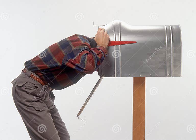 Man with head in mailbox stock image. Image of large - 22132645
