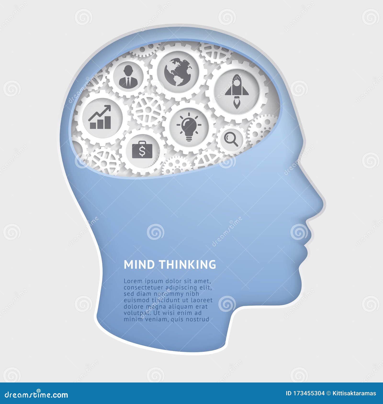Head Mind Icon. Smart Idea And Creative Thinking Innovative Solutions ...