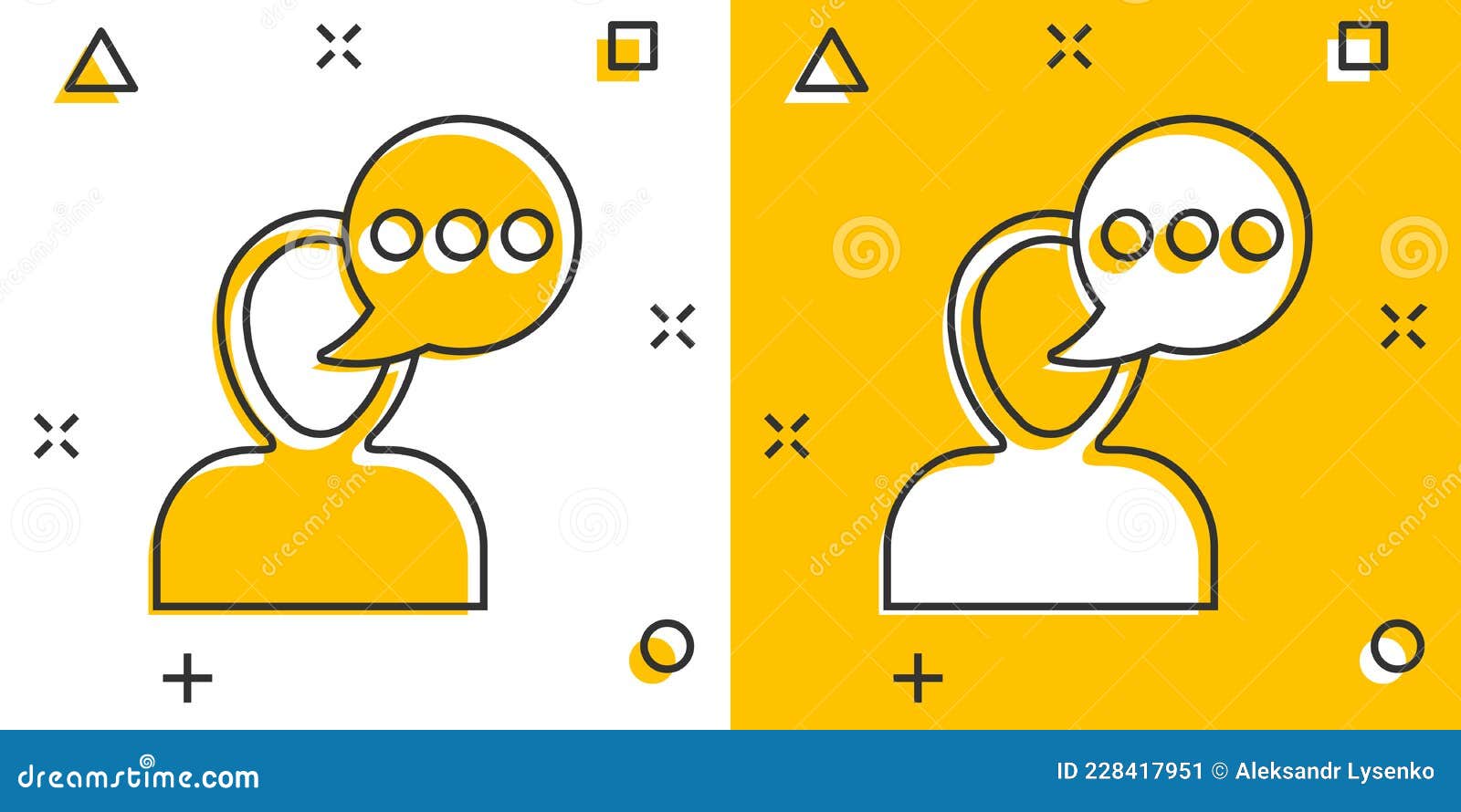 Man Head Mind Thinking Icon in Comic Style. Speech Bubble with People ...