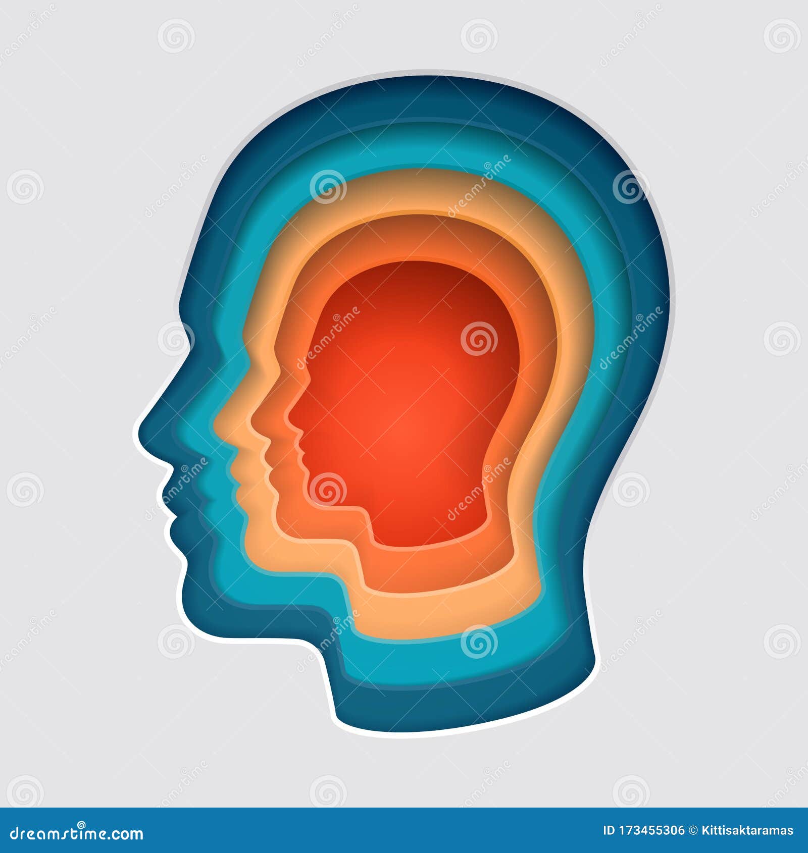 Man Head Mind Thinking Symbol Paper Cut Vector Stock Vector ...
