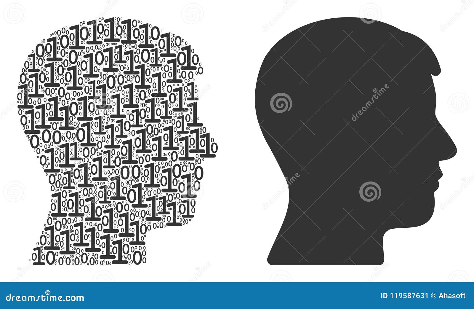 Man Head Profile Composition of Binary Digits Stock Vector ...
