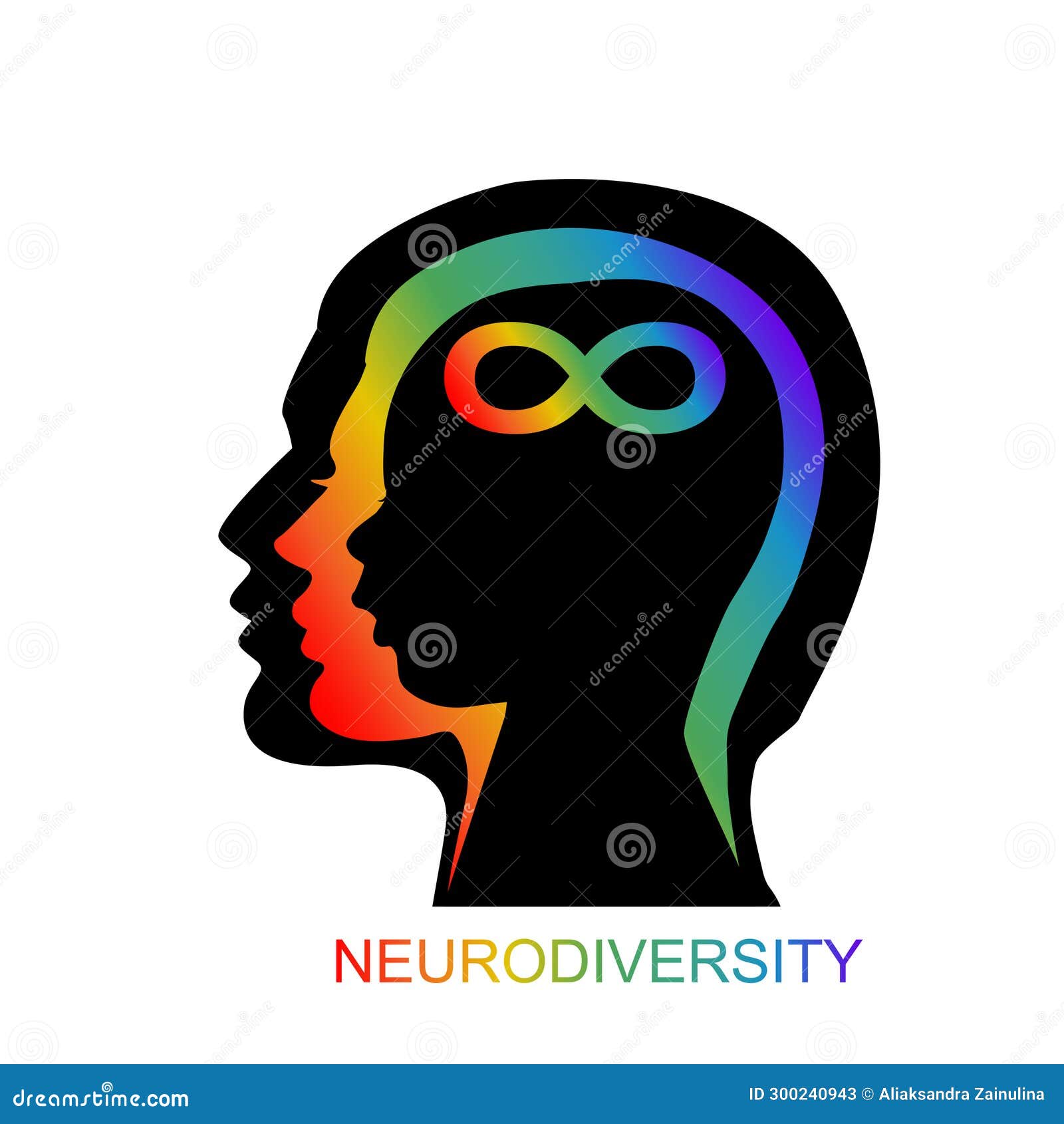 Man Head Profile with Rainbow Infinity Symbol Stock Vector ...