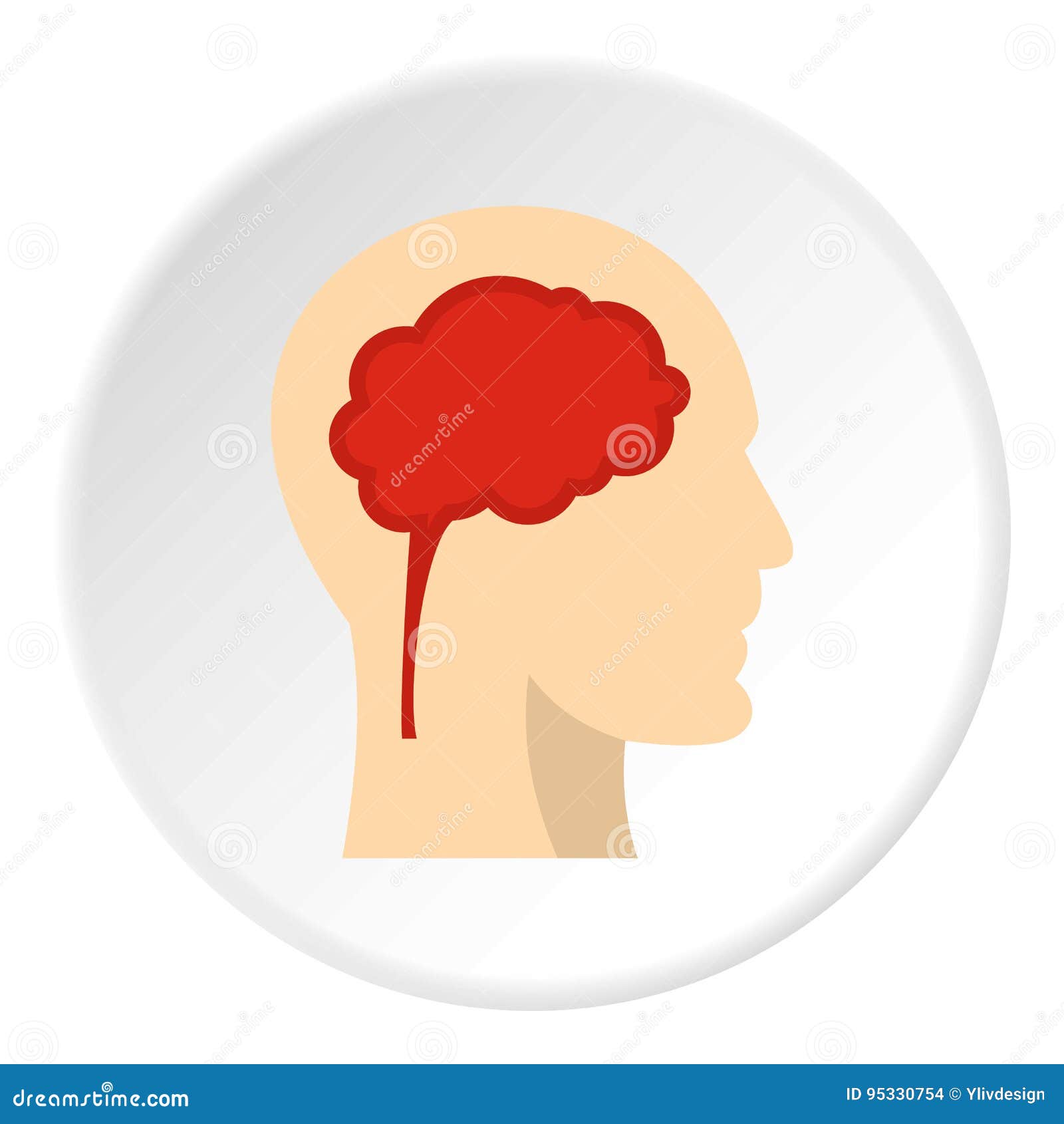Man Head Silhouette with Brain Inside Icon Circle Stock Vector ...