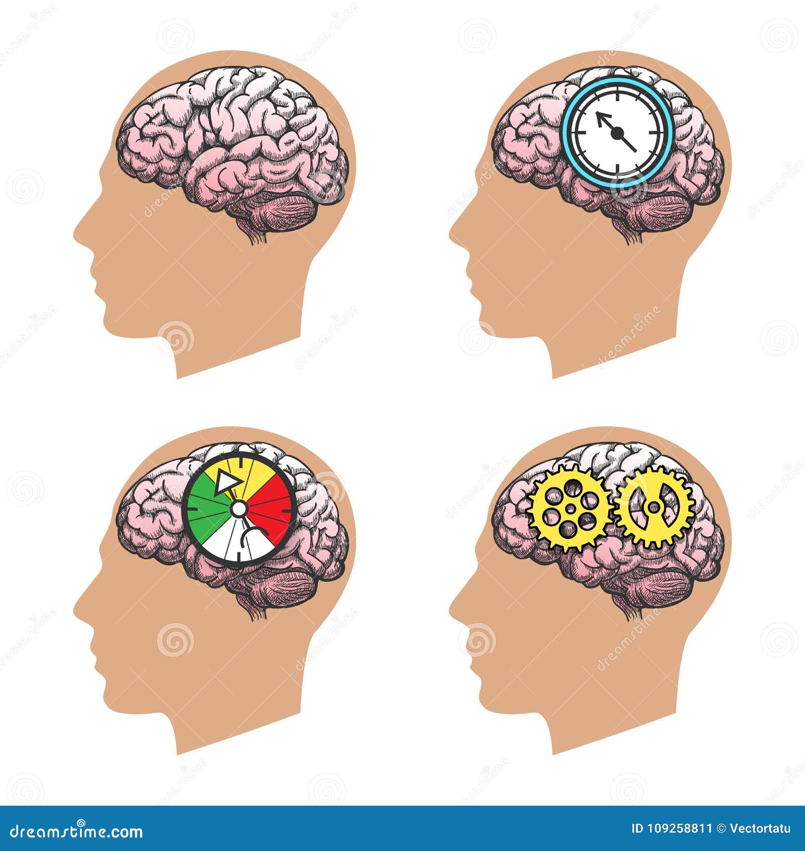 Silhouette Man With Brain Circuits Connection Cartoon Vector ...