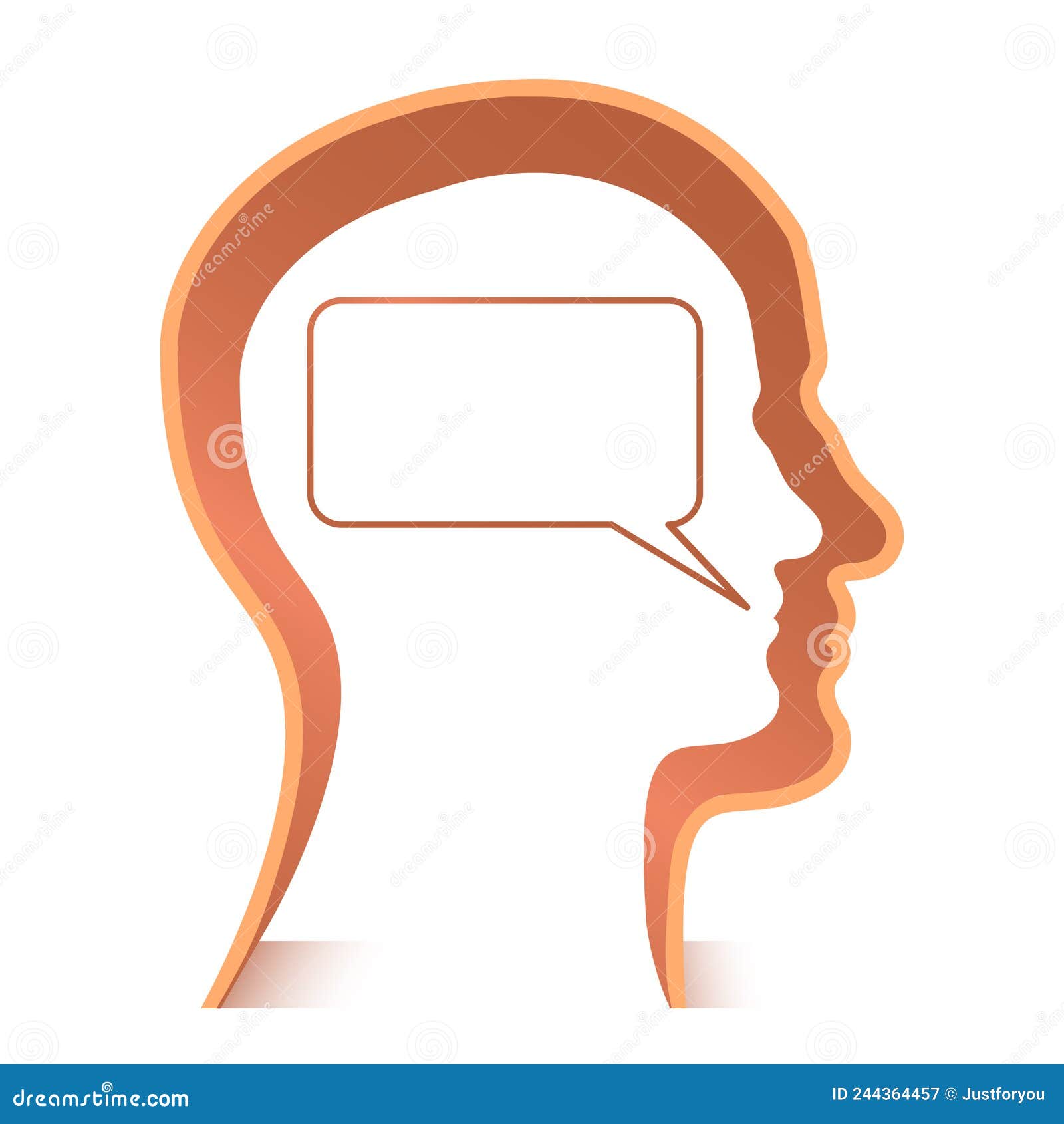 Man Head Silhouette with Message Vector Illustration Isolated on White ...