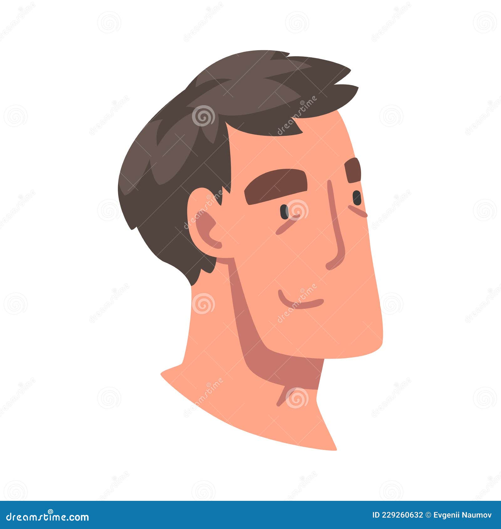 Man Head with Smiling Facial Expression Side View Vector Illustration ...