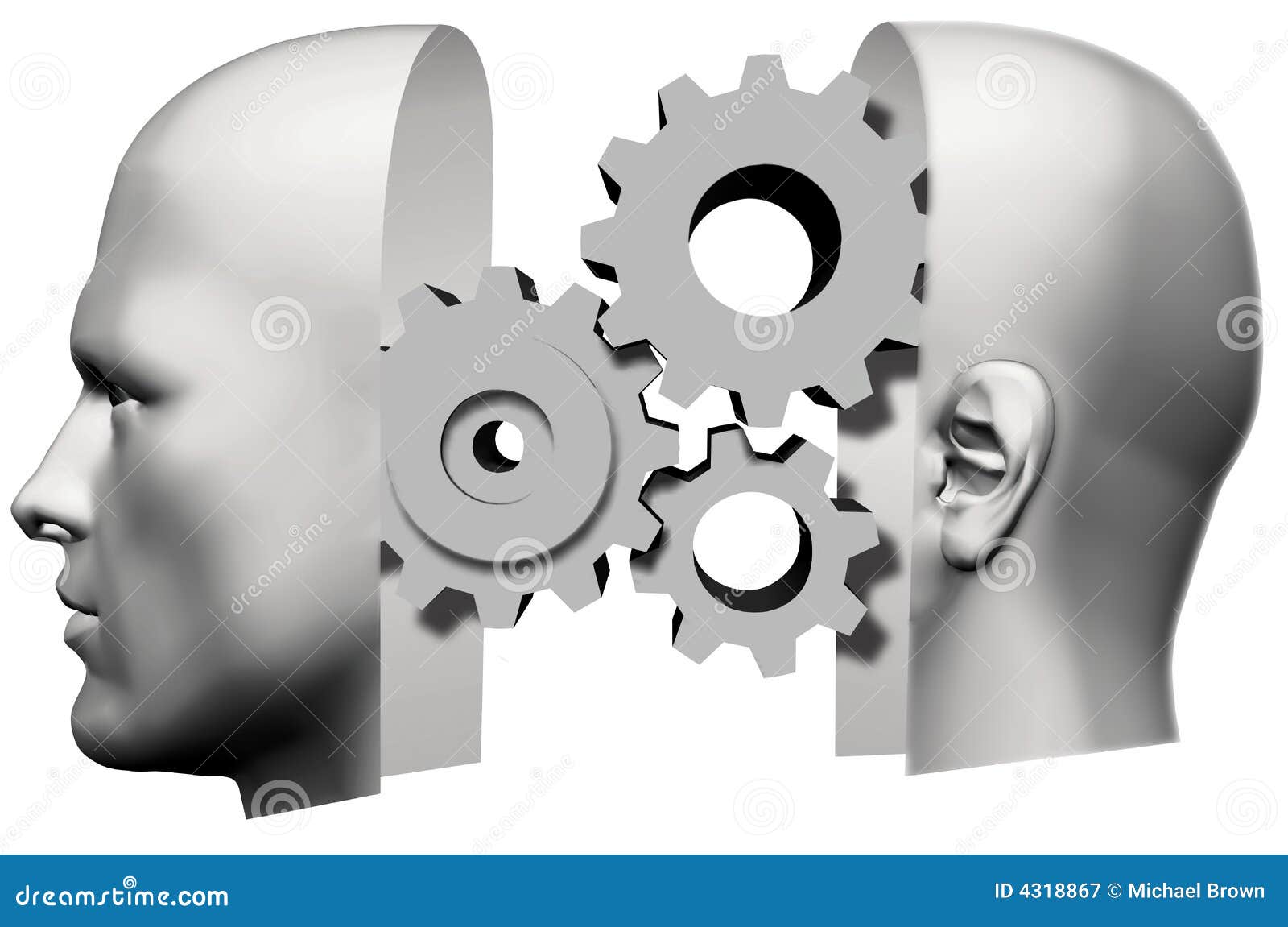 Man Head Thinking Idea Gears Face Stock Illustration - Illustration of ...