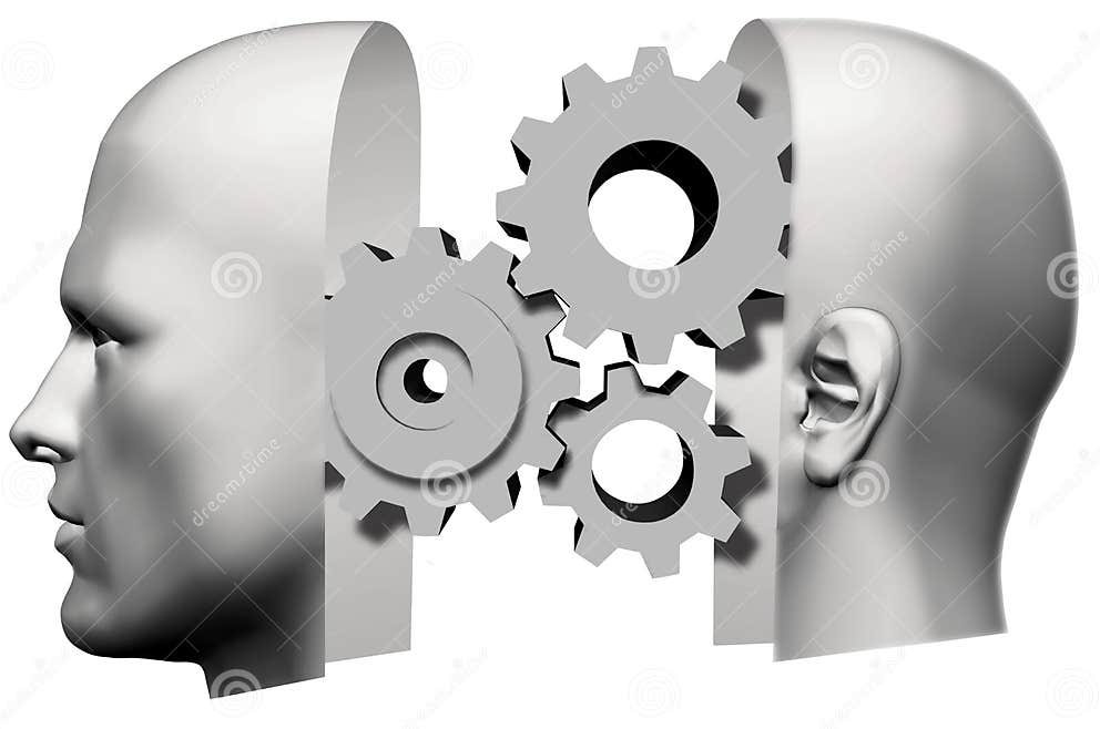 Man Head Thinking Idea Gears Face Stock Illustration - Illustration of ...
