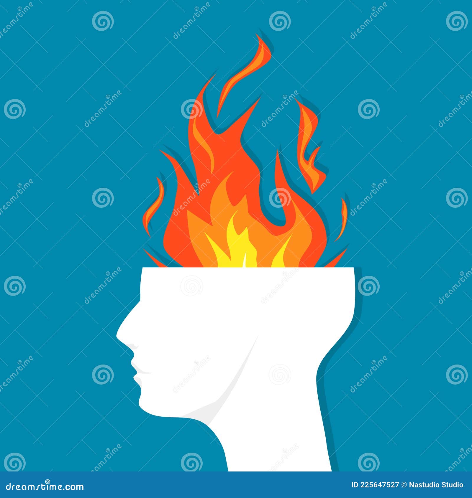The Man Head Was Opened with a Burning Fire. the Concept of Powerful ...