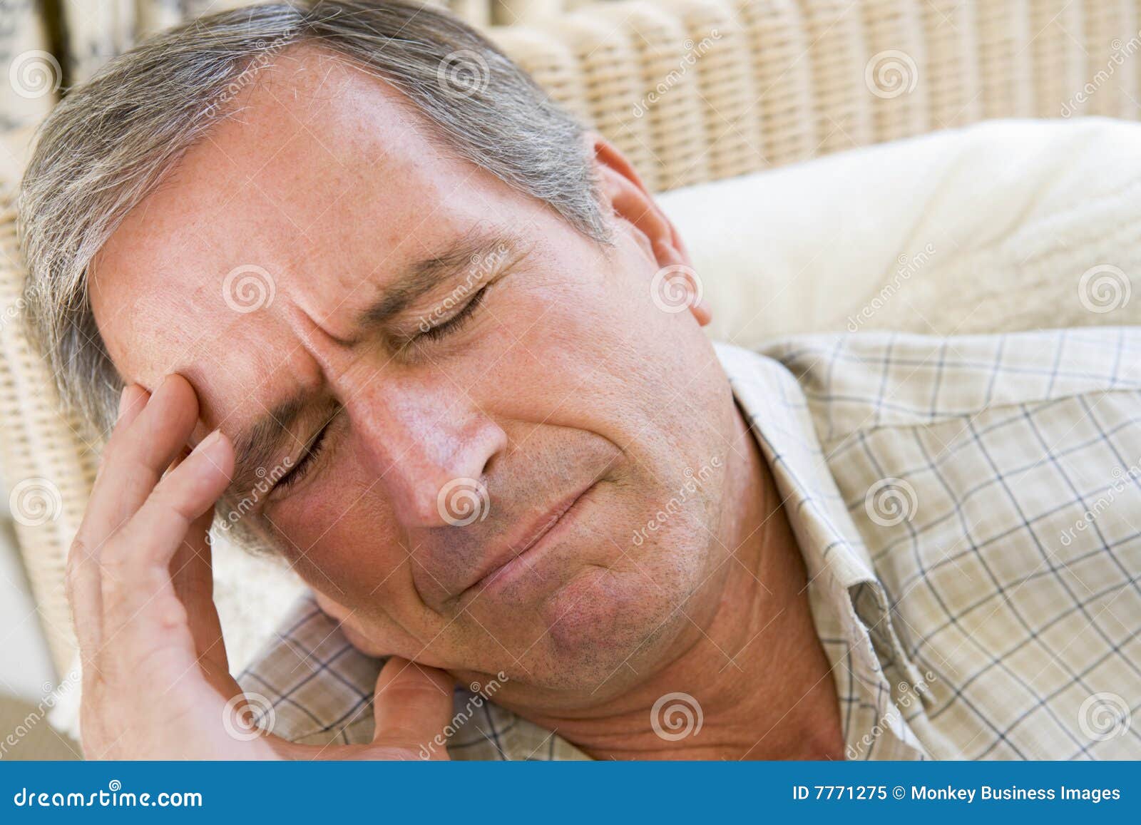 Man with a Headache stock image. Image of adult, inside - 7771275