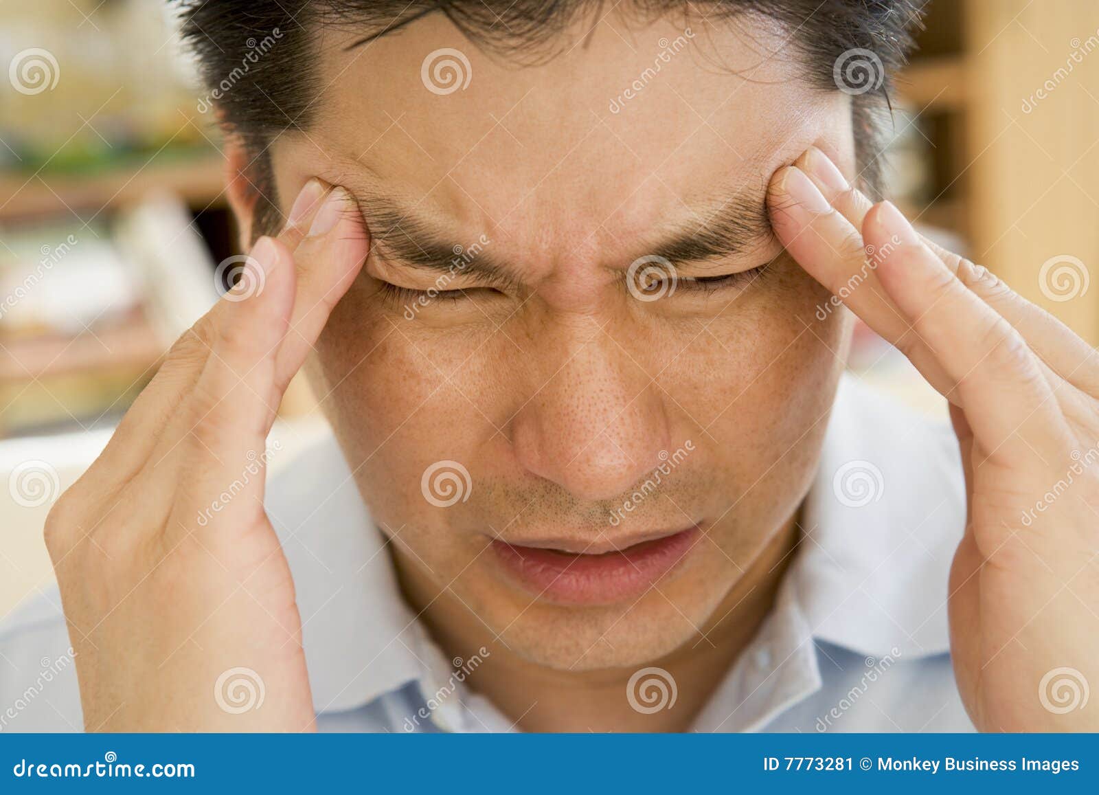 Man with a Headache stock image. Image of migraine, rubbing - 7773281