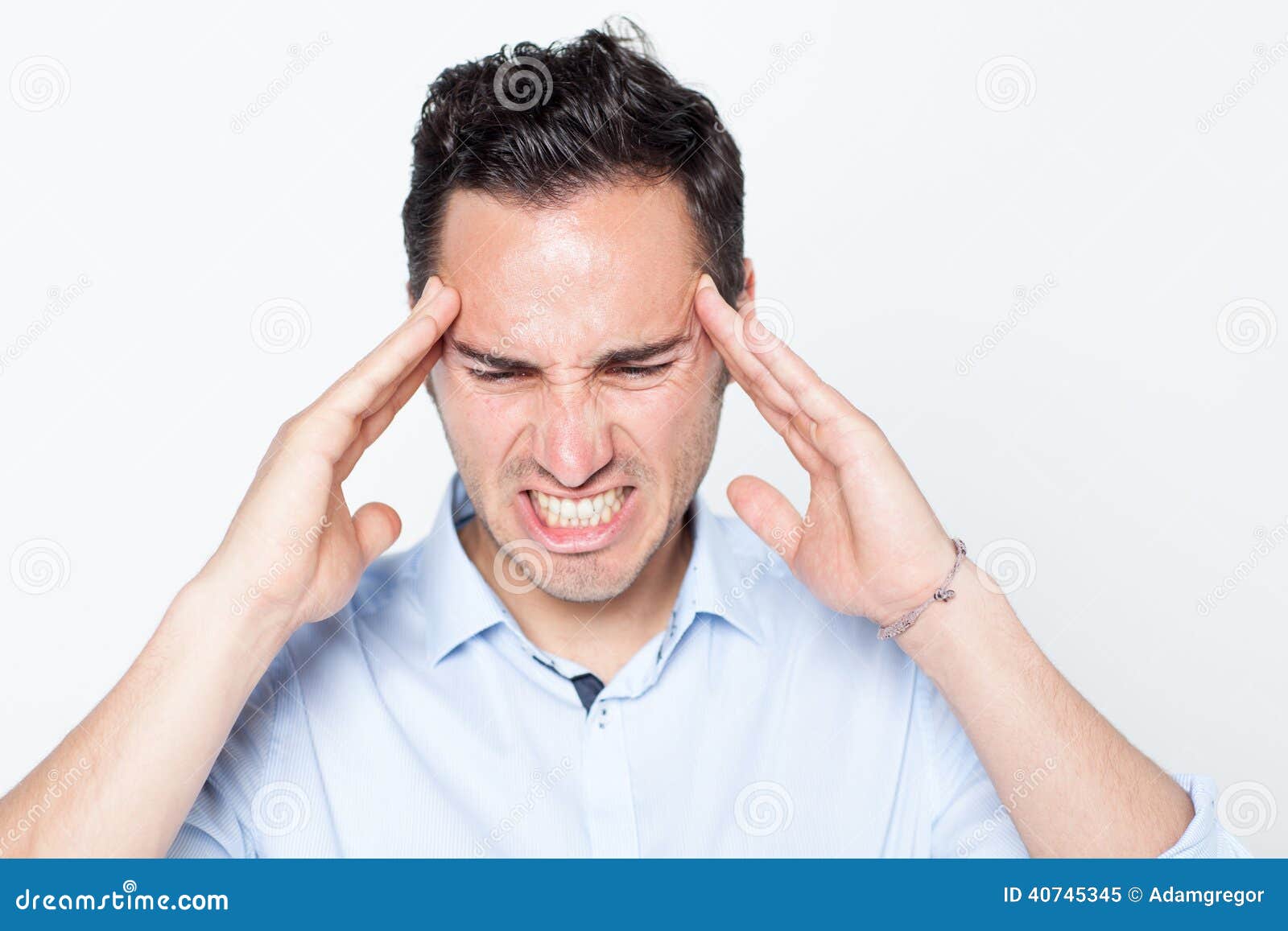 Man with headache stock image. Image of illness, physical - 40745345