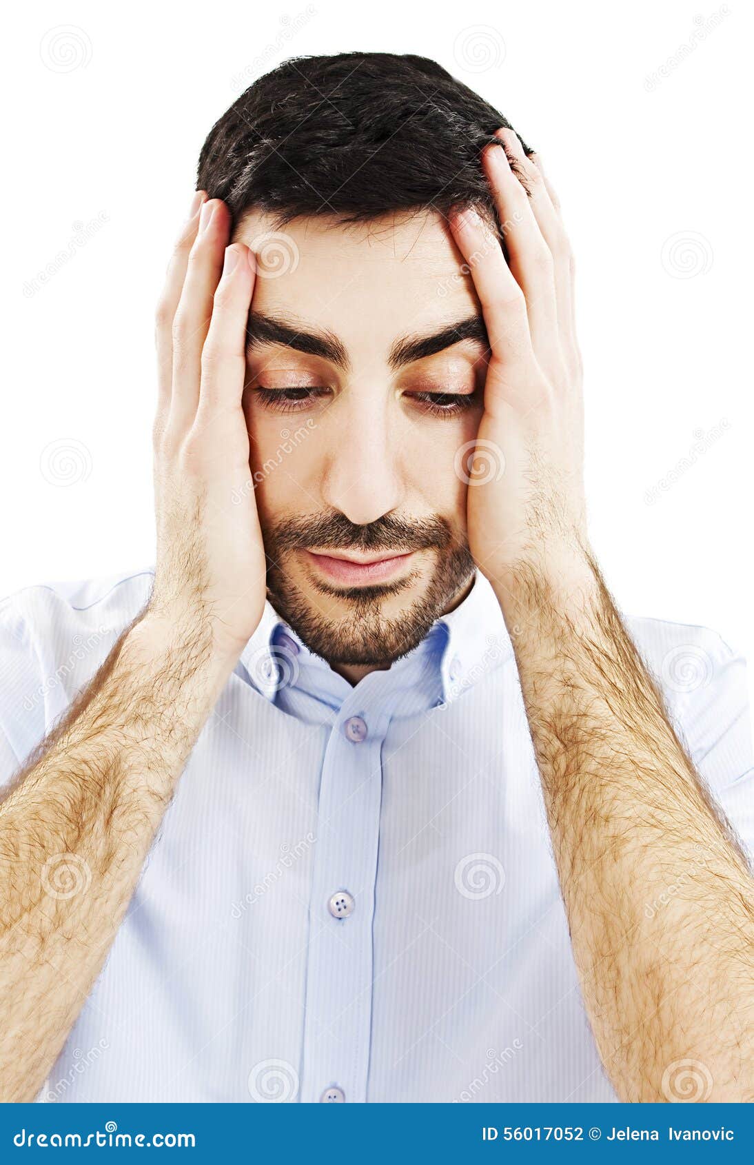 Man with a headache stock photo. Image of chin, headache - 56017052