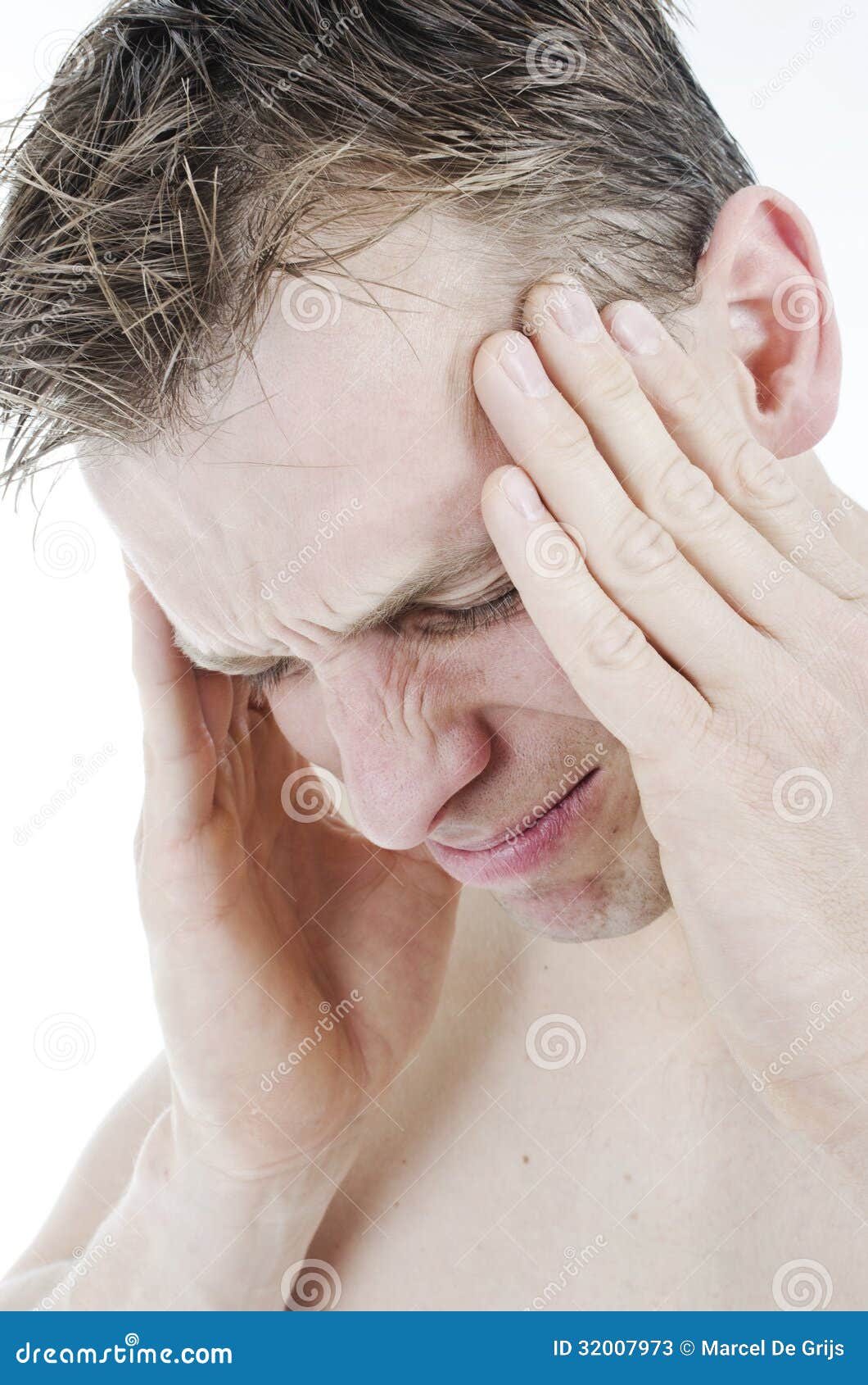 Man with headache stock image. Image of white, illness - 32007973