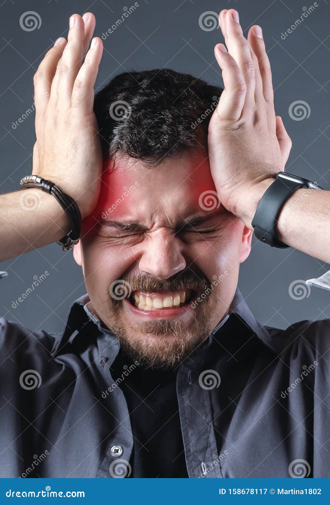 Man with a headache stock image. Image of portrait, person - 158678117