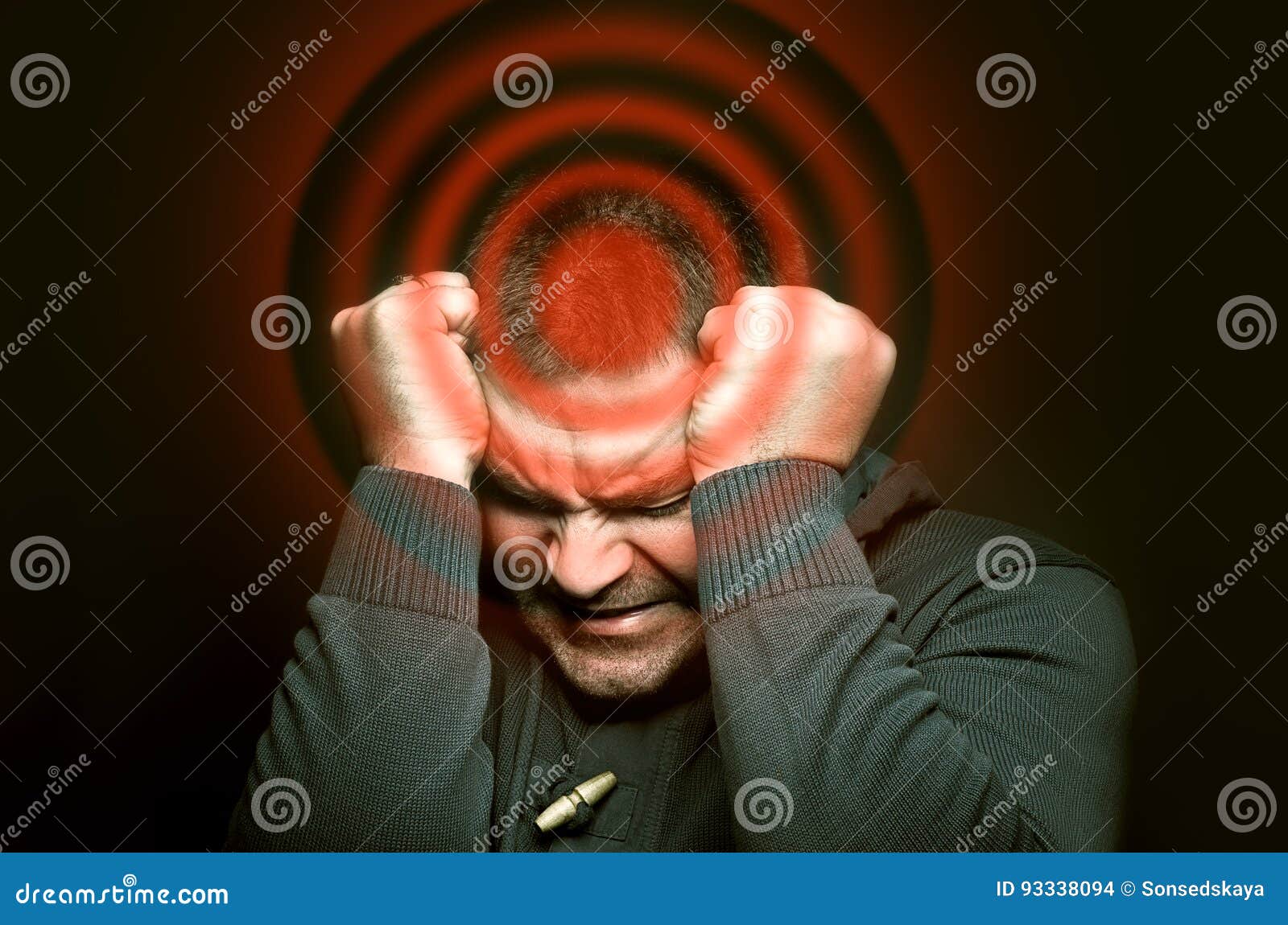 Man with a headache stock photo. Image of exhausted, angry - 93338094
