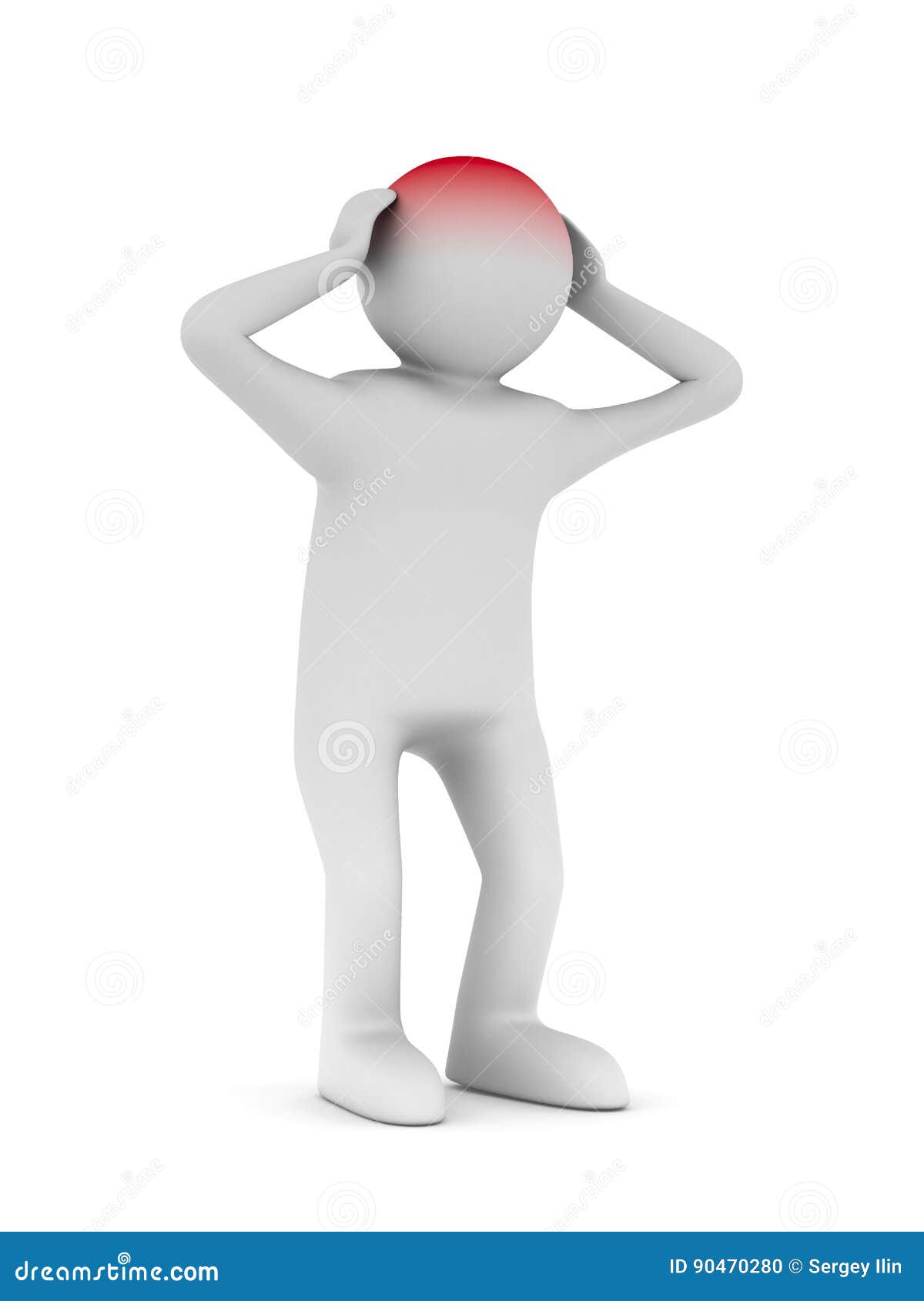 Man With Headache On White Background. Isolated 3D Royalty-Free Cartoon ...