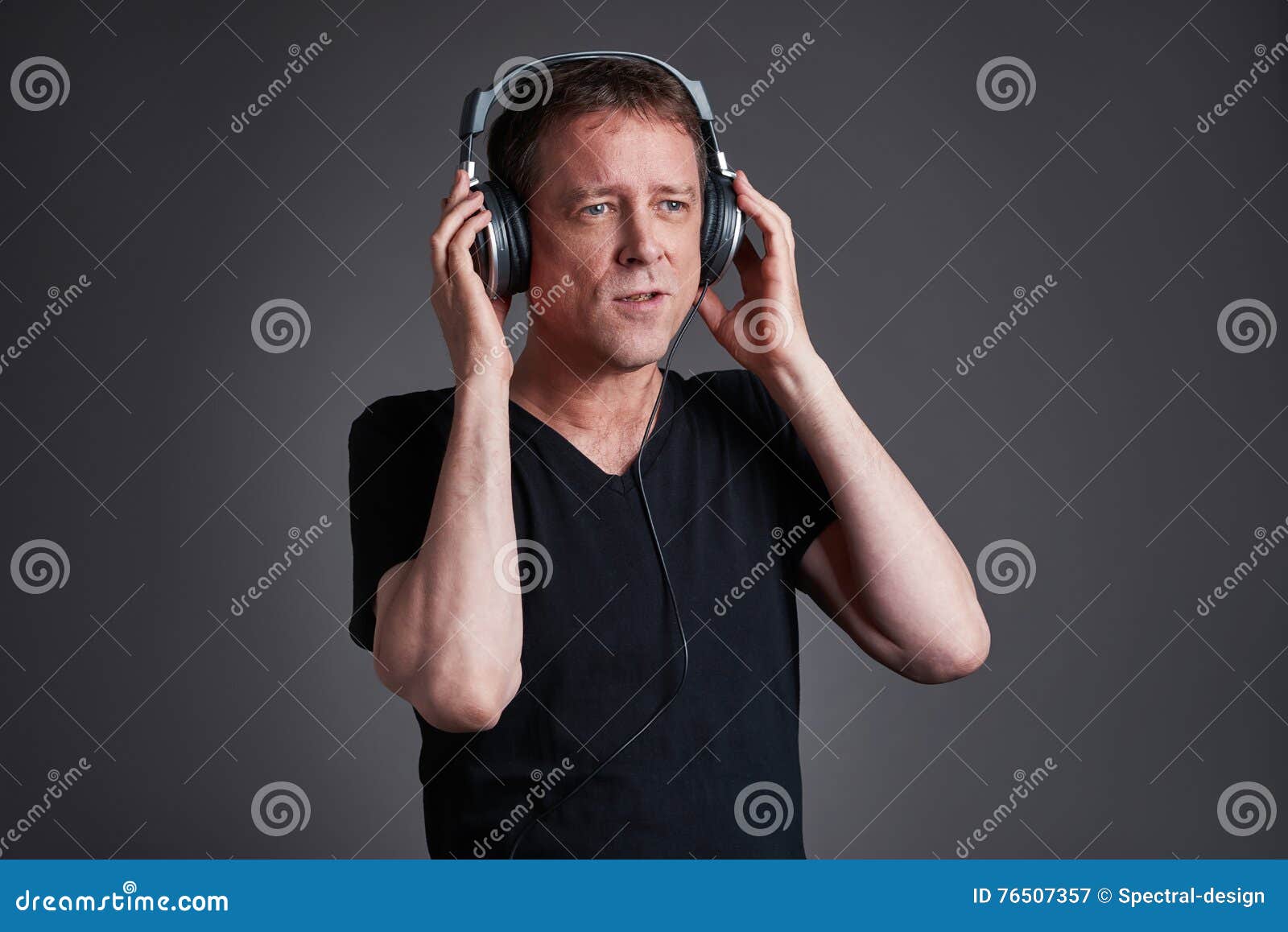 Man with a headphone stock image. Image of happiness - 76507357