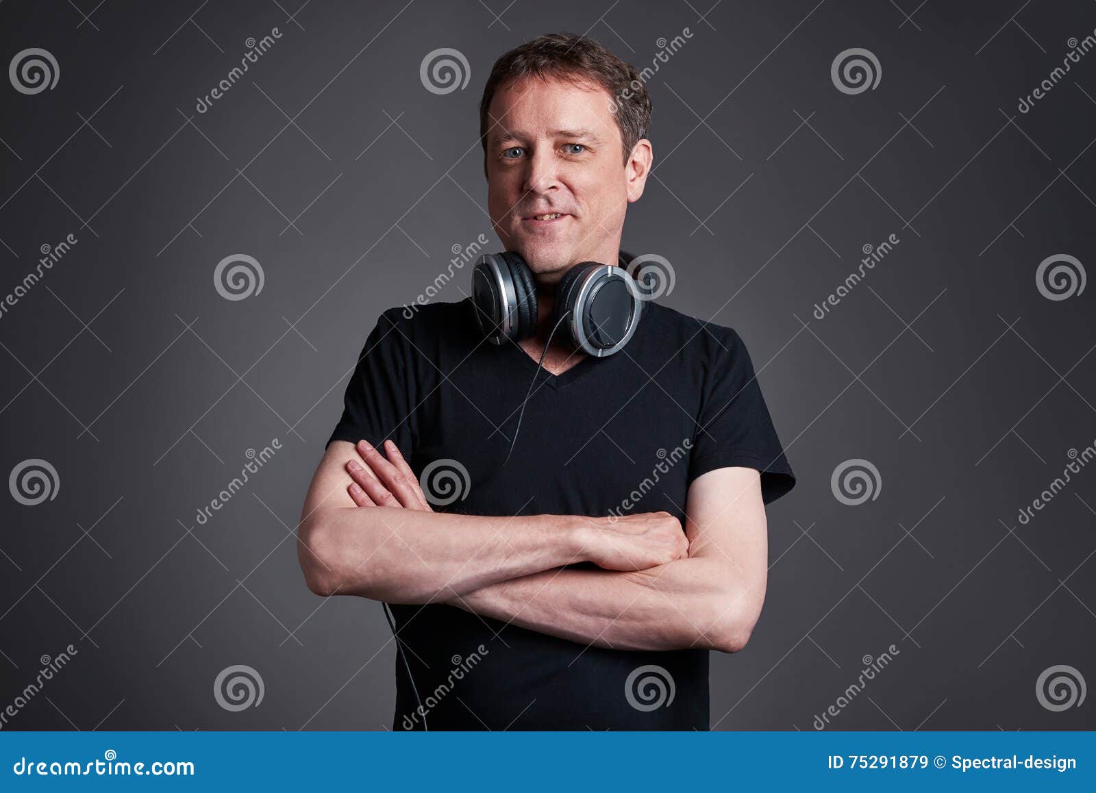 Man with a headphone stock image. Image of listen, happy - 75291879