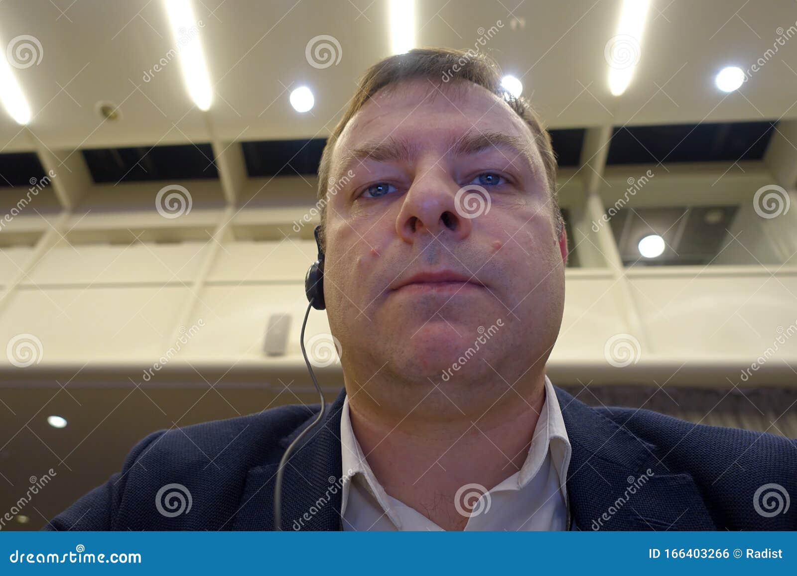 Man with Headphone To Translate Stock Photo - Image of male, congress ...