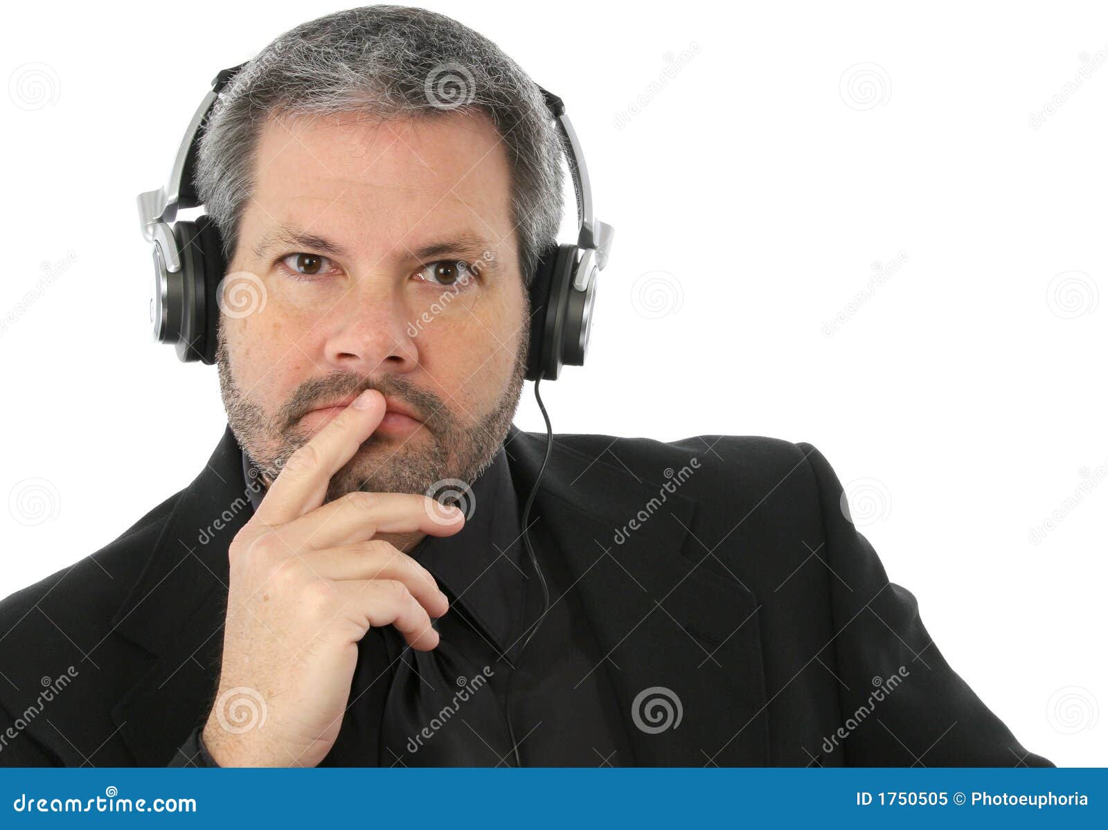 Man with Headphones stock image. Image of male, close - 1750505