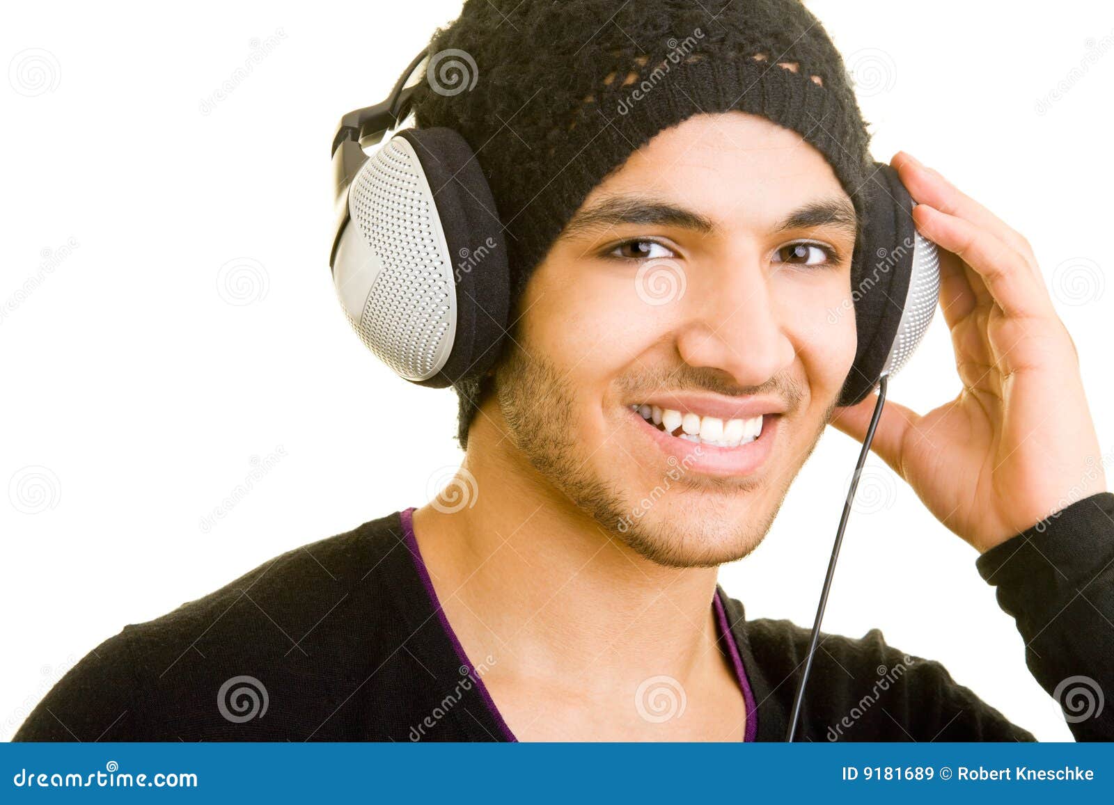Man with headphones stock image. Image of head, ethnicity - 9181689
