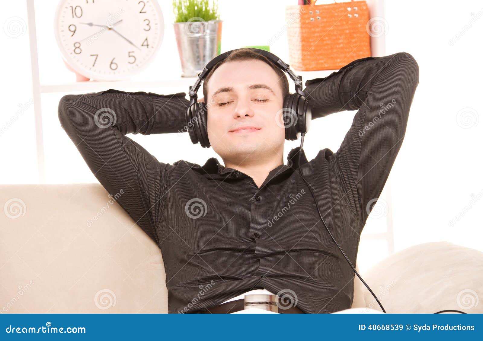 Man in headphones stock image. Image of adult, headphones - 40668539