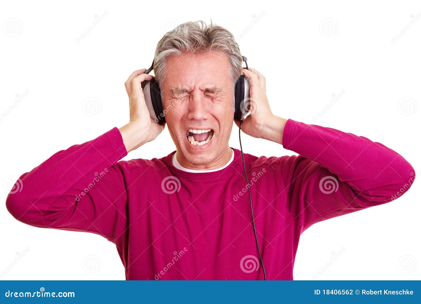 Man with Headphones Screaming Stock Photo - Image of ears, people: 18406562