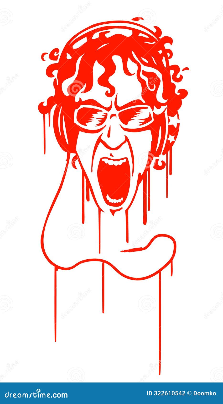Man with Headphones Screaming. Outline Style Stock Vector ...