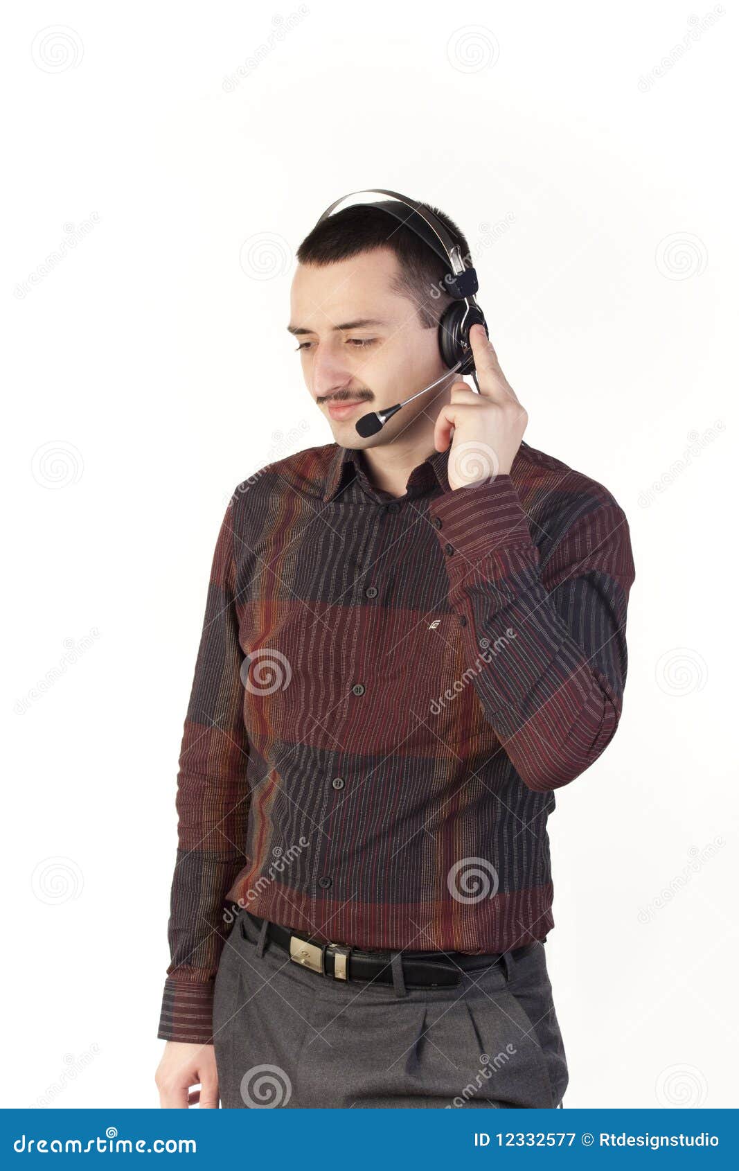 Man with headset stock image. Image of smile, headphone - 12332577