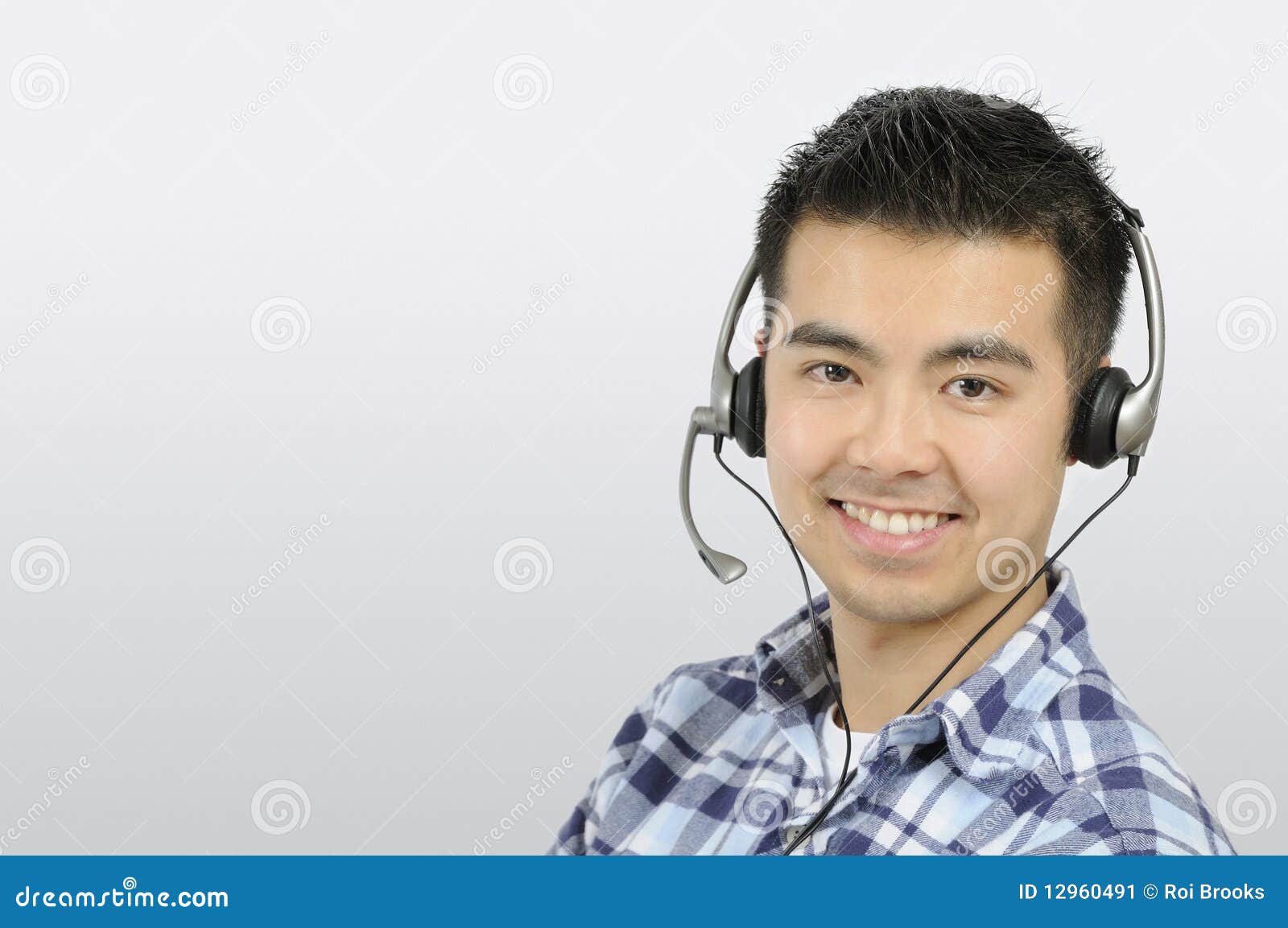 Man with headset stock image. Image of young, headset - 12960491