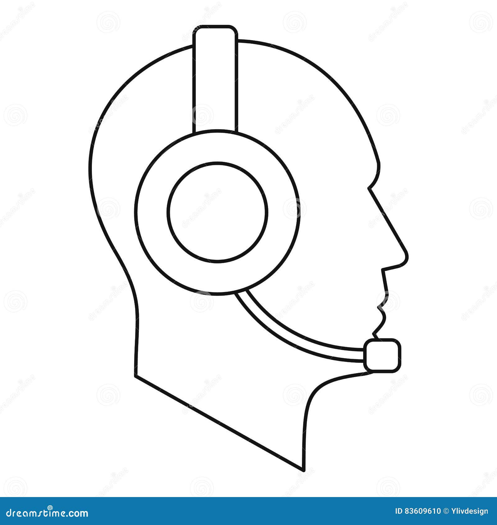 Man with a Headset Icon, Outline Style Stock Vector - Illustration of ...