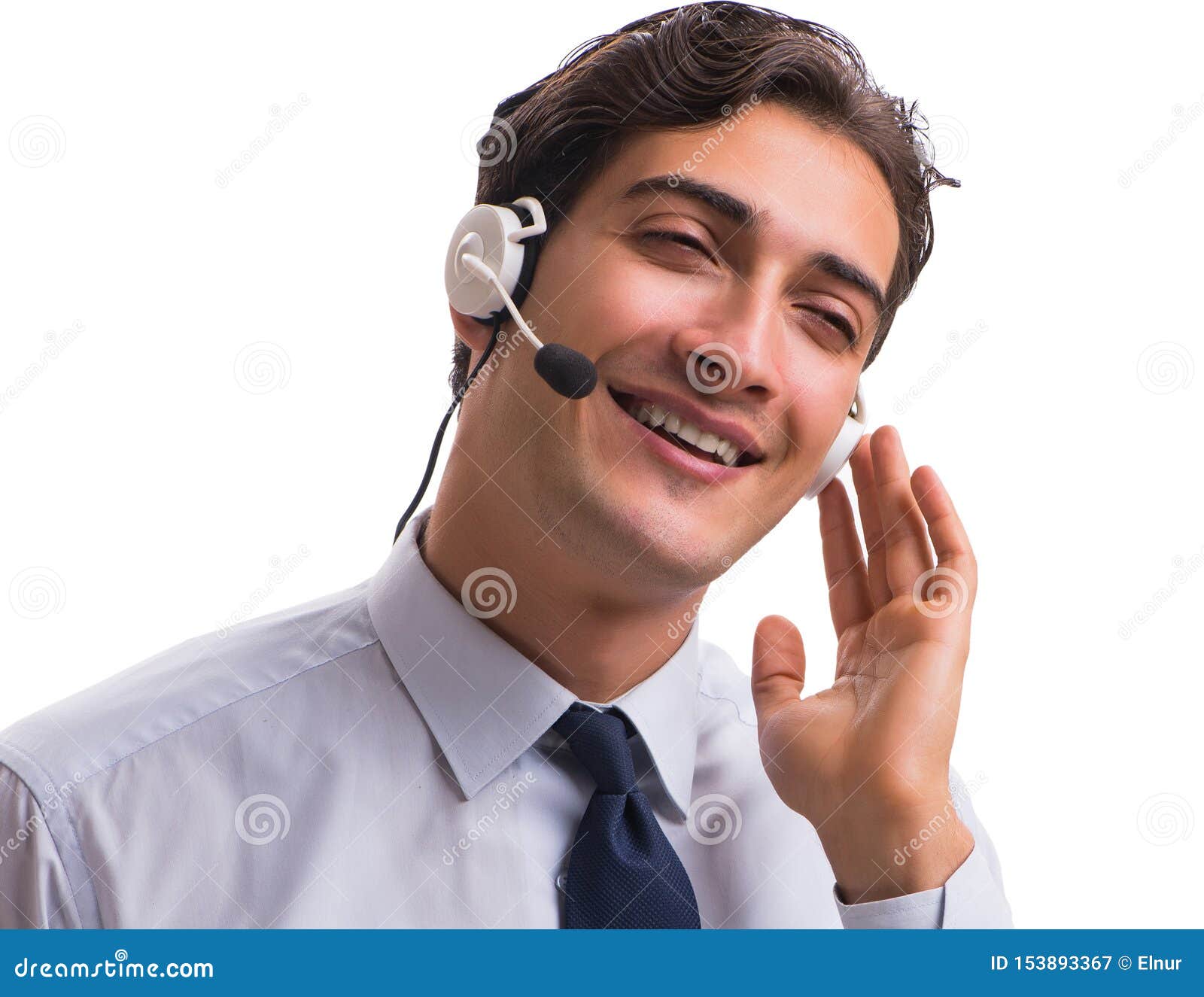 Man with Headset Isolated on White Background Stock Image - Image of ...