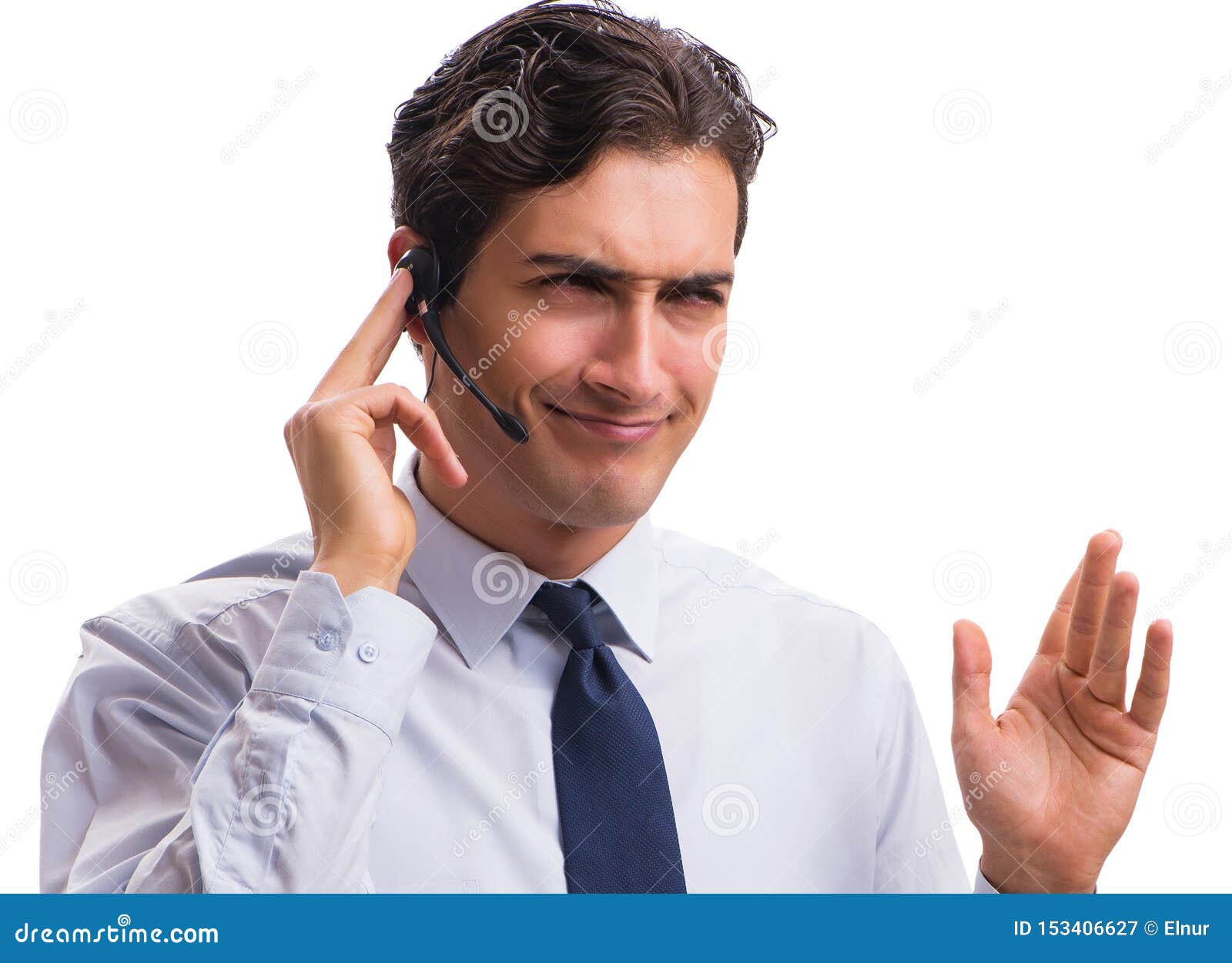 Man with Headset Isolated on White Background Stock Image - Image of ...