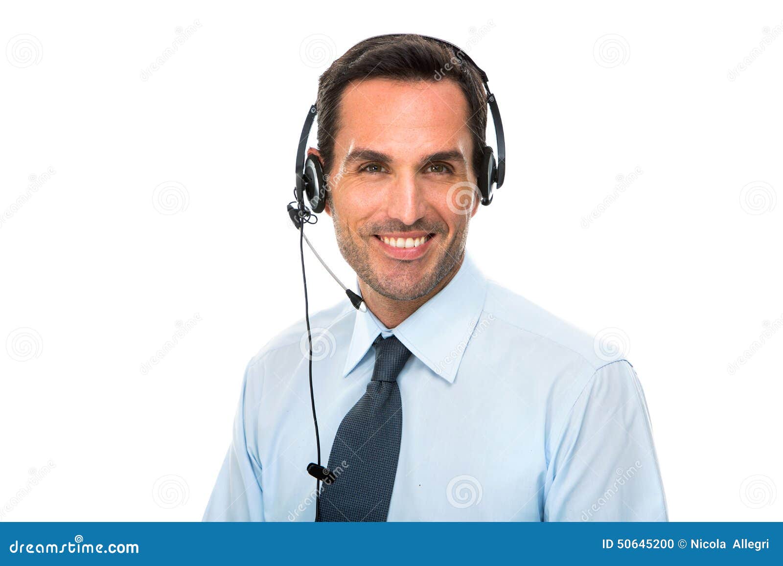 Man with Headset Working As a Call Center Operator Stock Photo - Image ...