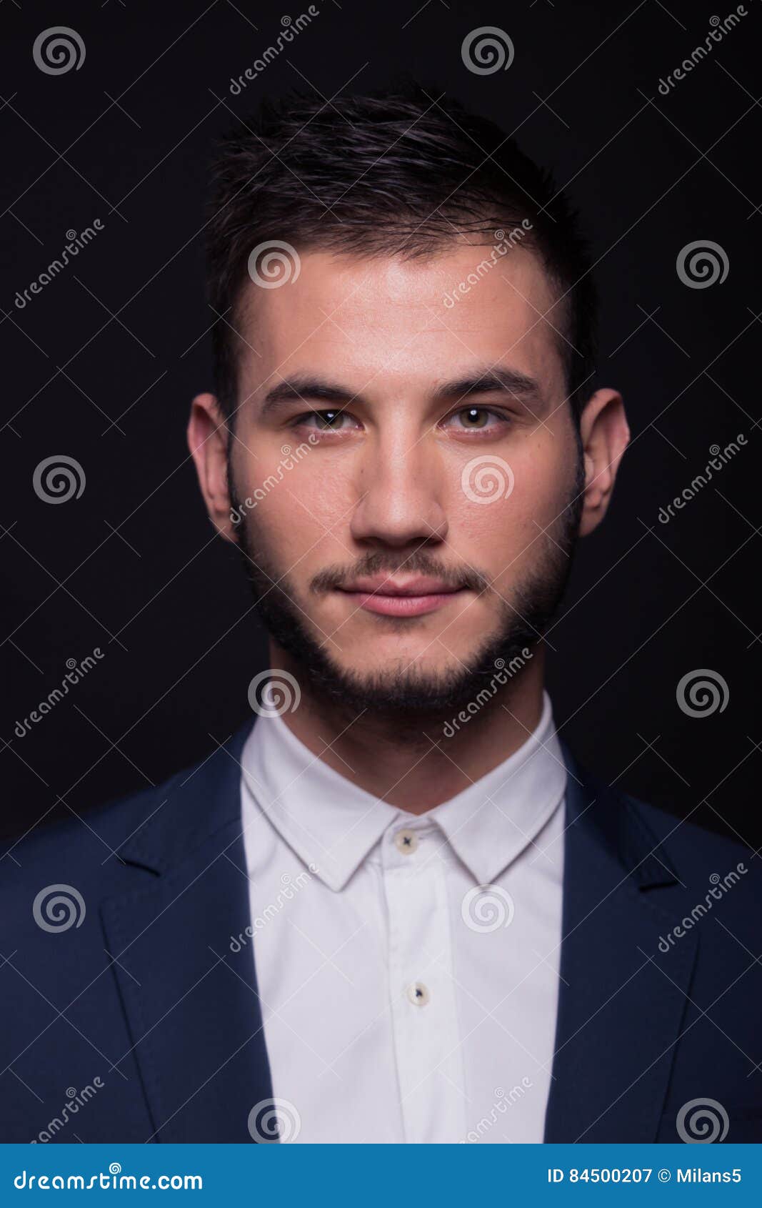 Man Headshot Face Head Portrait White Shirt Jacket Suit Stock Image