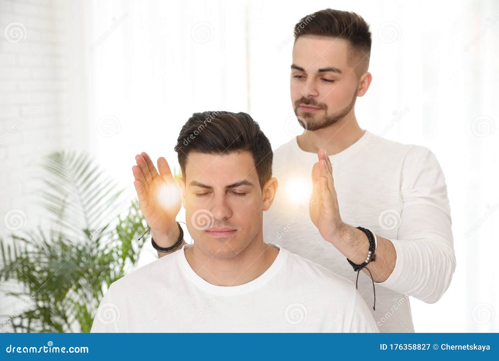 Man during Healing Session in Room Stock Image - Image of caucasian ...