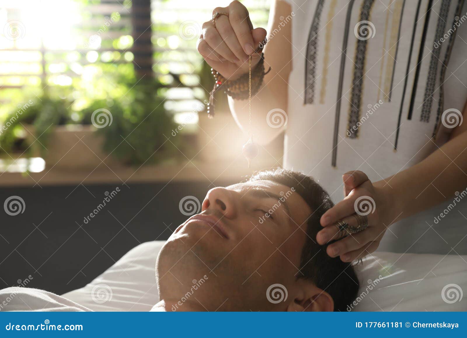 Man during Healing Session in Room Stock Image - Image of power, people ...