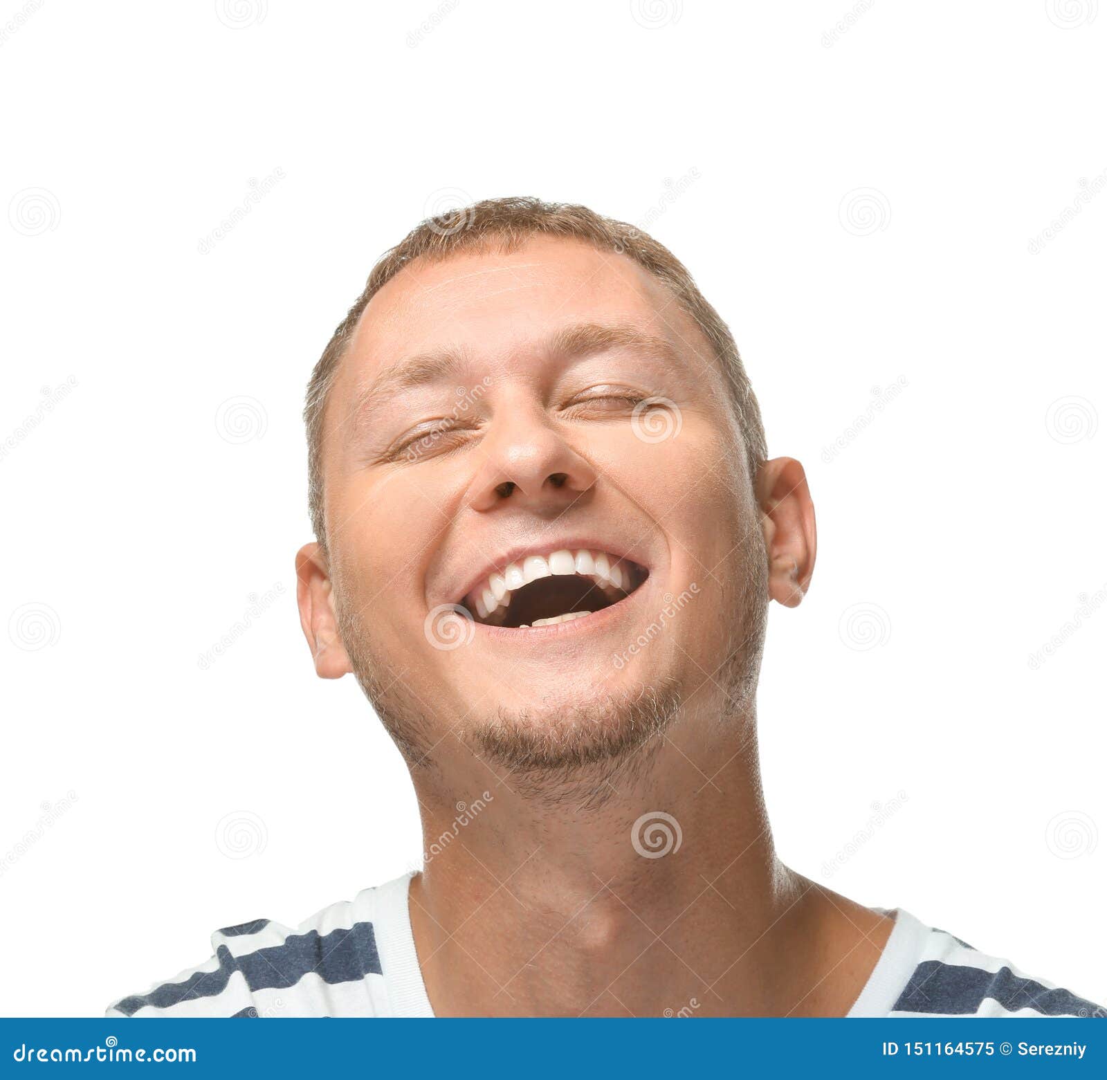 Man with Healthy Teeth Smiling on White Background Stock Image - Image ...