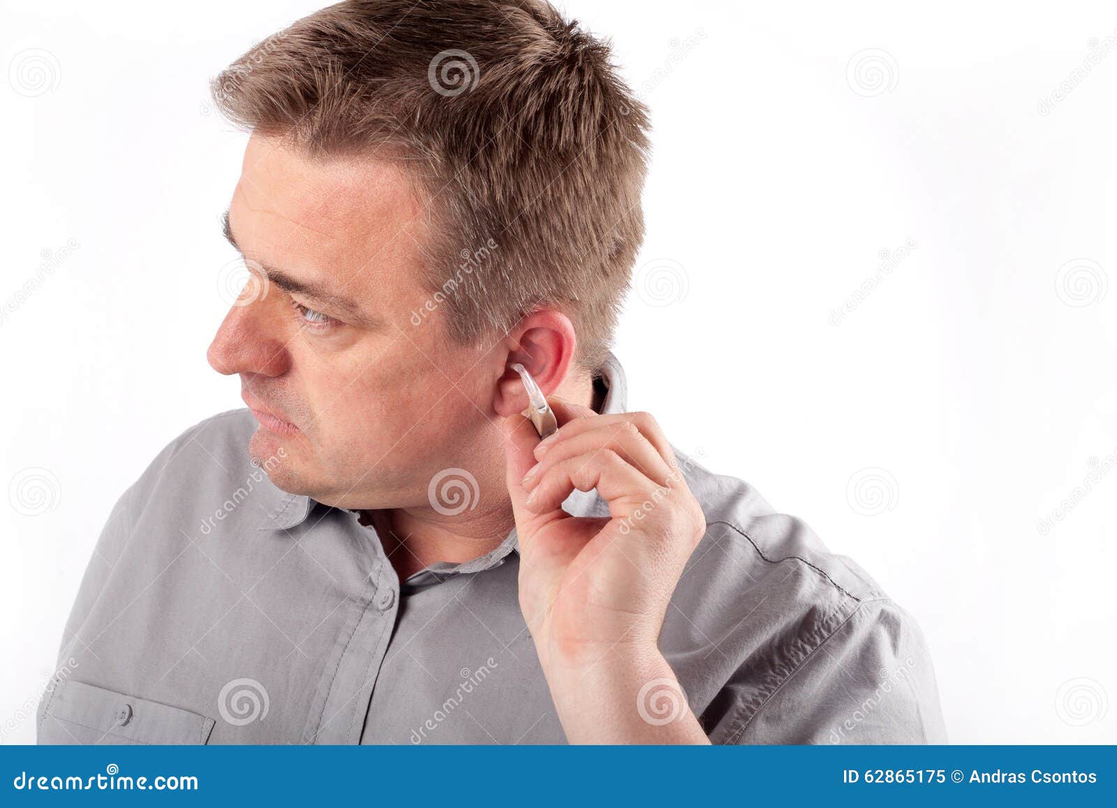 Man with hearing aid stock image. Image of healthcare - 62865175