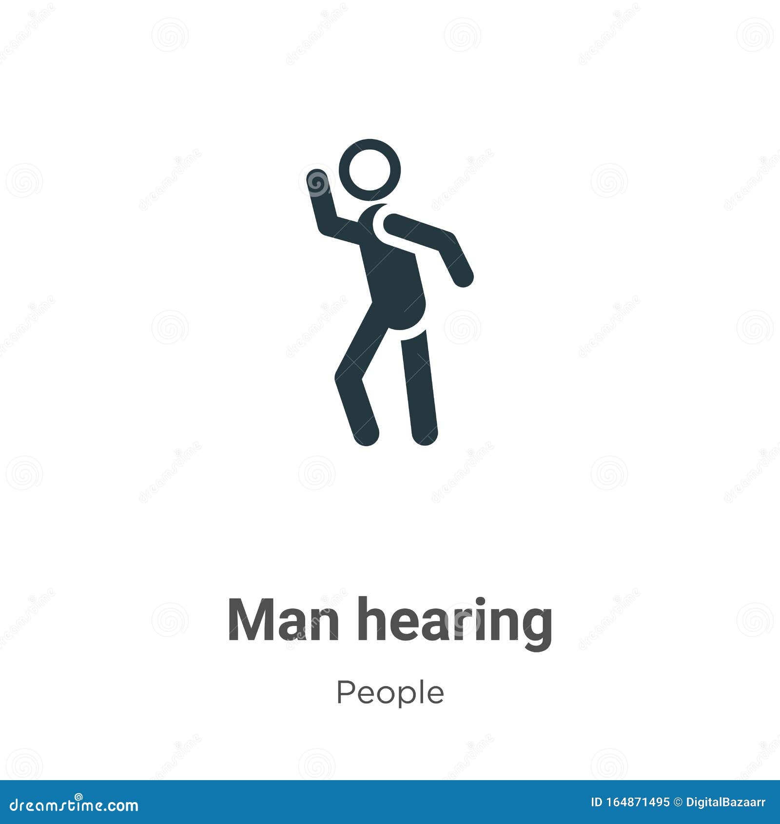 Man Hearing Vector Icon on White Background. Flat Vector Man Hearing ...