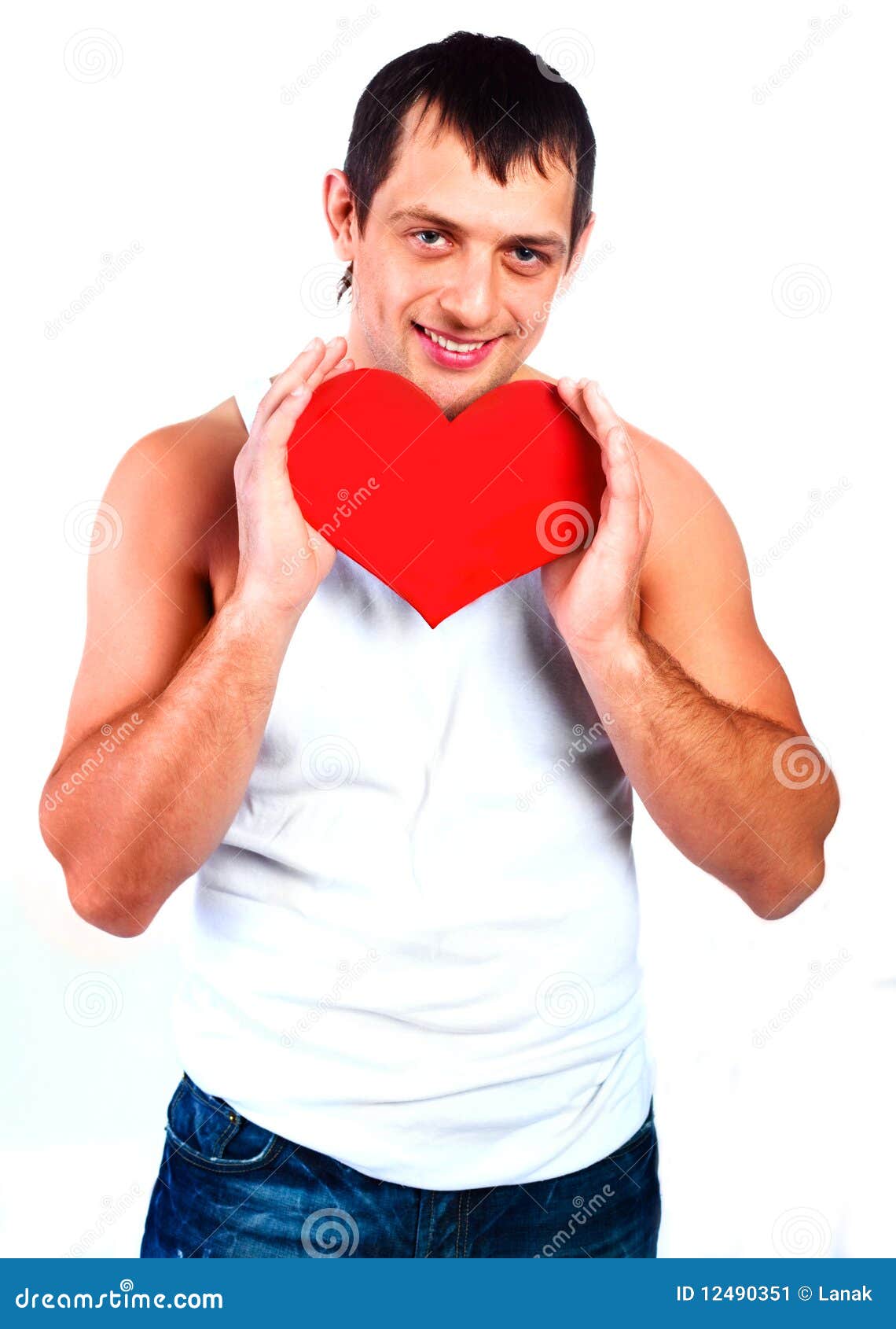 Man with a heart stock image. Image of hand, demonstrate - 12490351