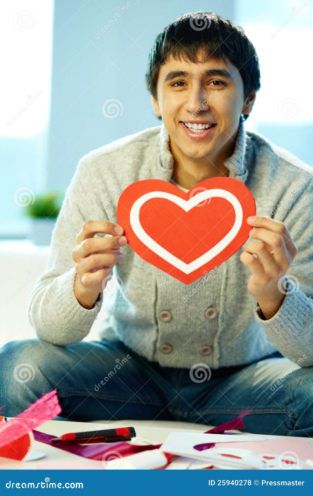 Man with heart stock photo. Image of handsome, positive - 25940278