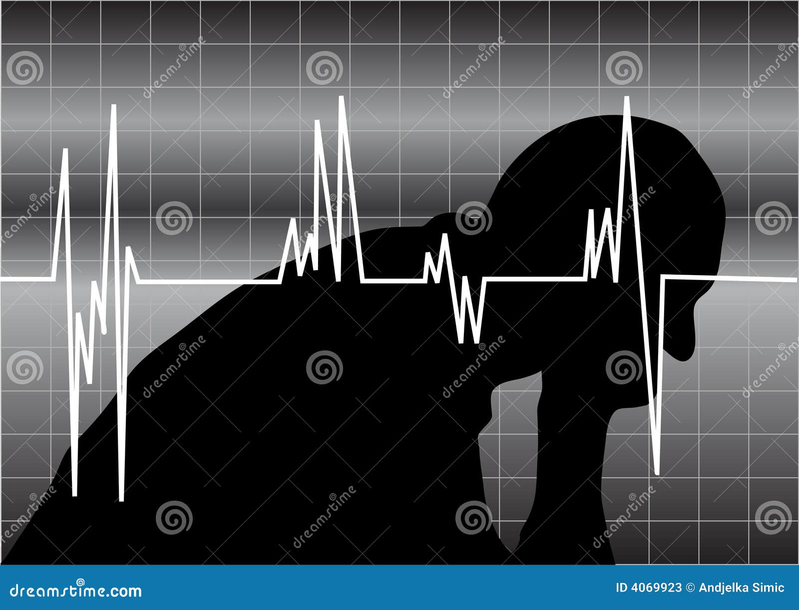 Man And Heart Cardiogram Stock Vector Illustration Of Life 4069923