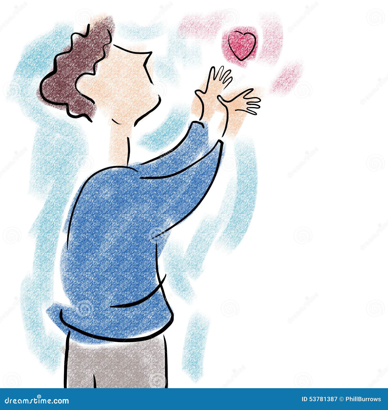 Man and heart stock illustration. Illustration of besotted - 53781387