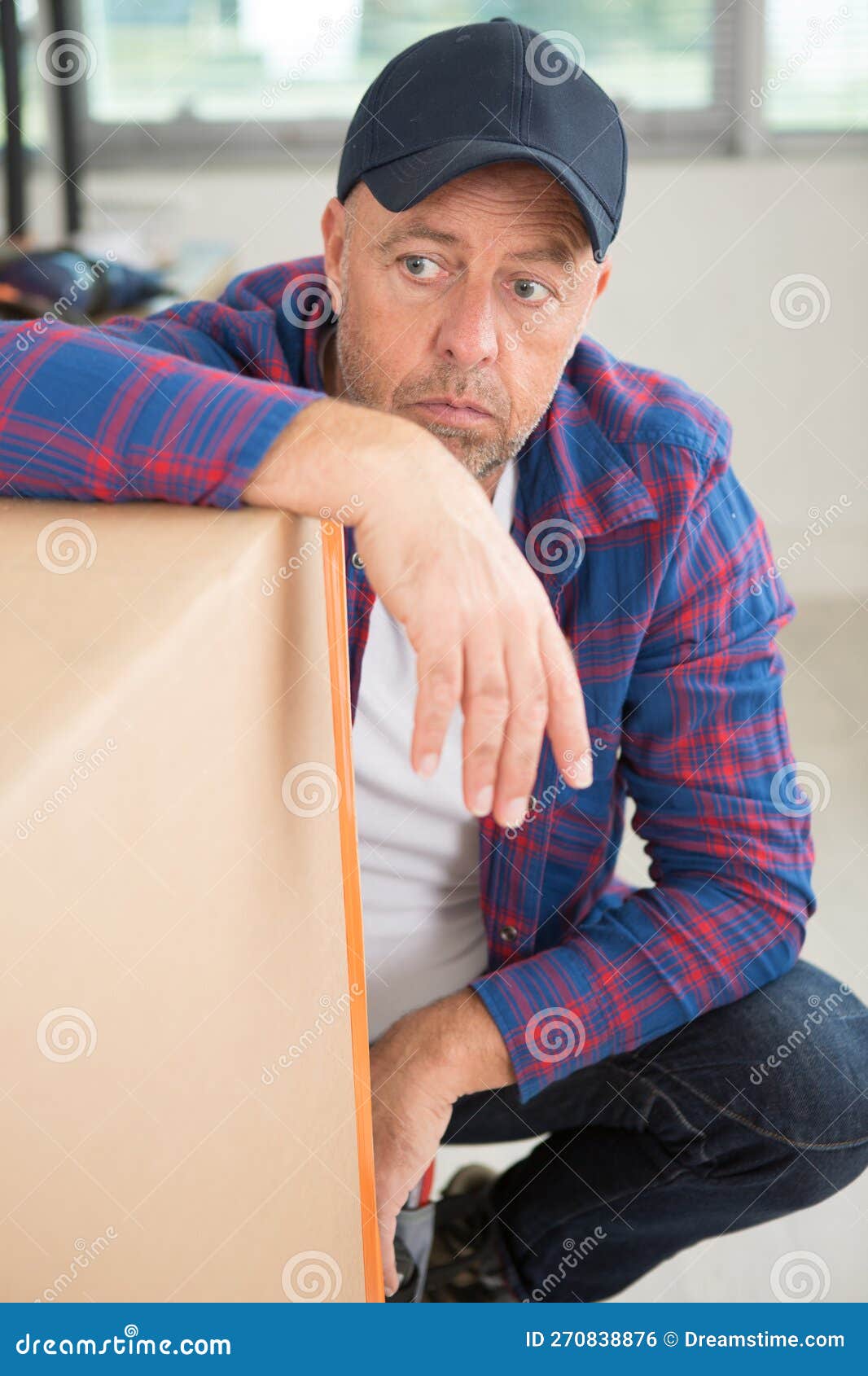 Man with heavy boxes stock photo. Image of silhouette - 270838876